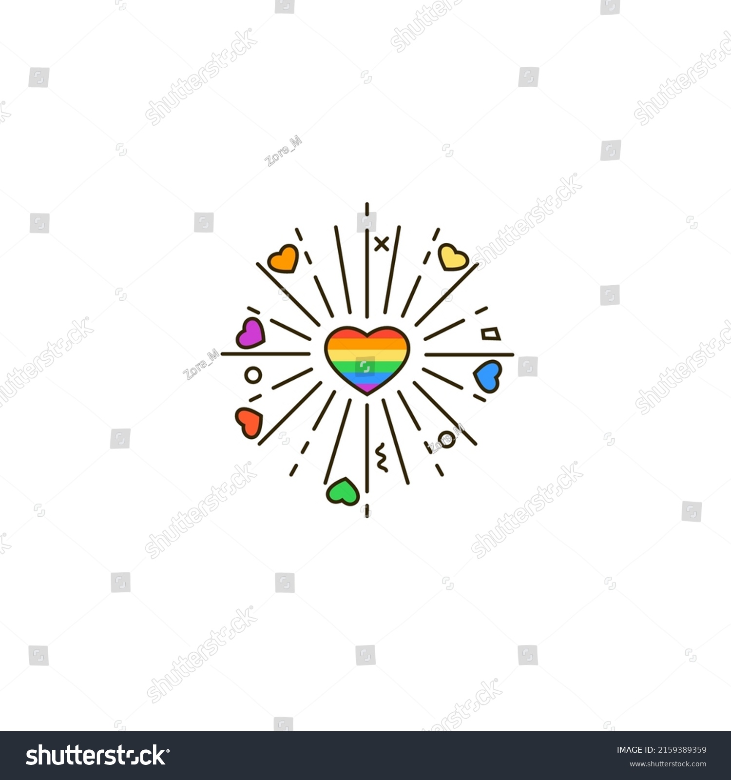 Rainbow Heart Sun Rays Stock Vector (Royalty Free) 2159389359 ...