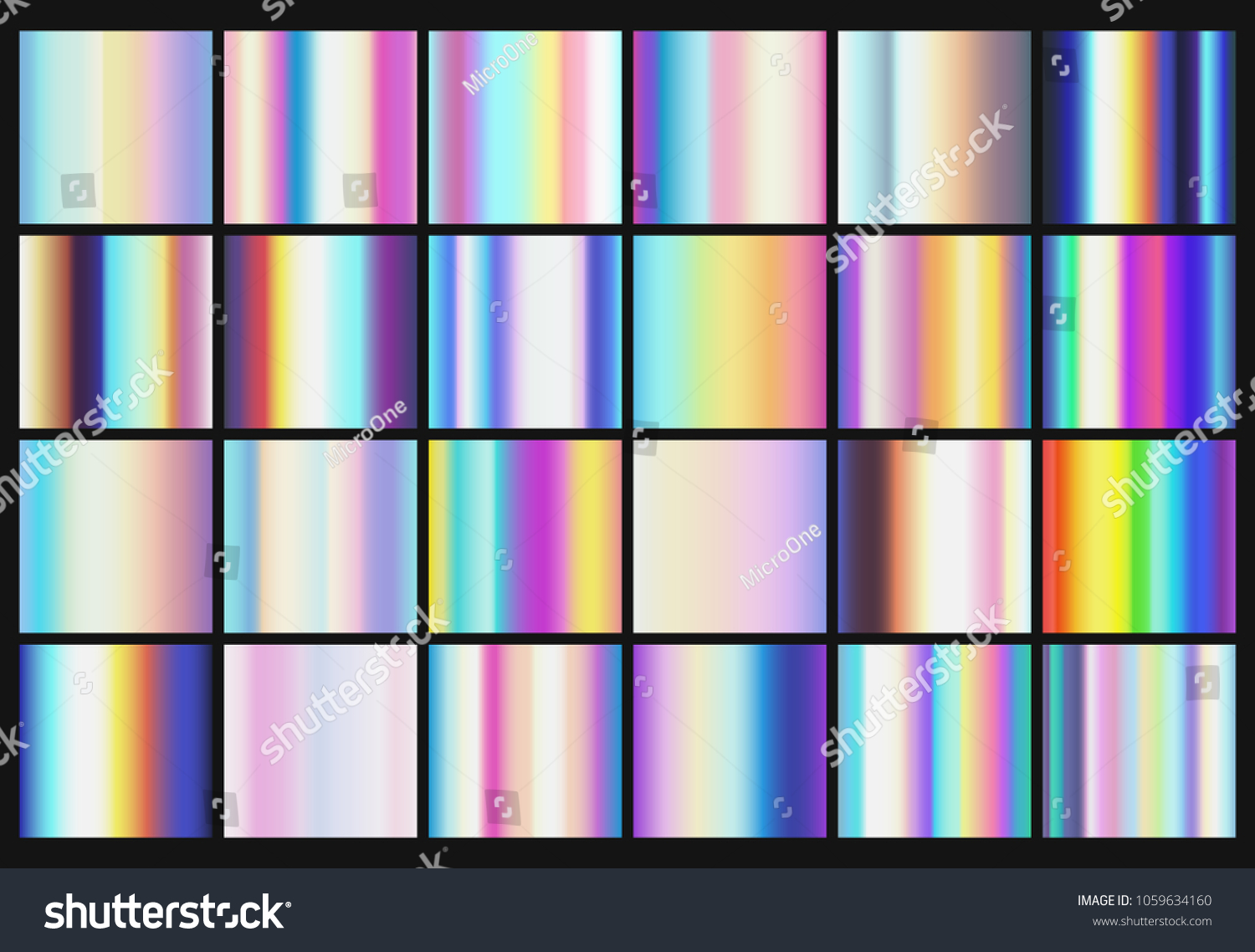 Rainbow Metallic Gradients Holographic Colors Vector: vector de stock ... Rainbow Metallic Gradients Holographic Colors Vector: vector de stock ...