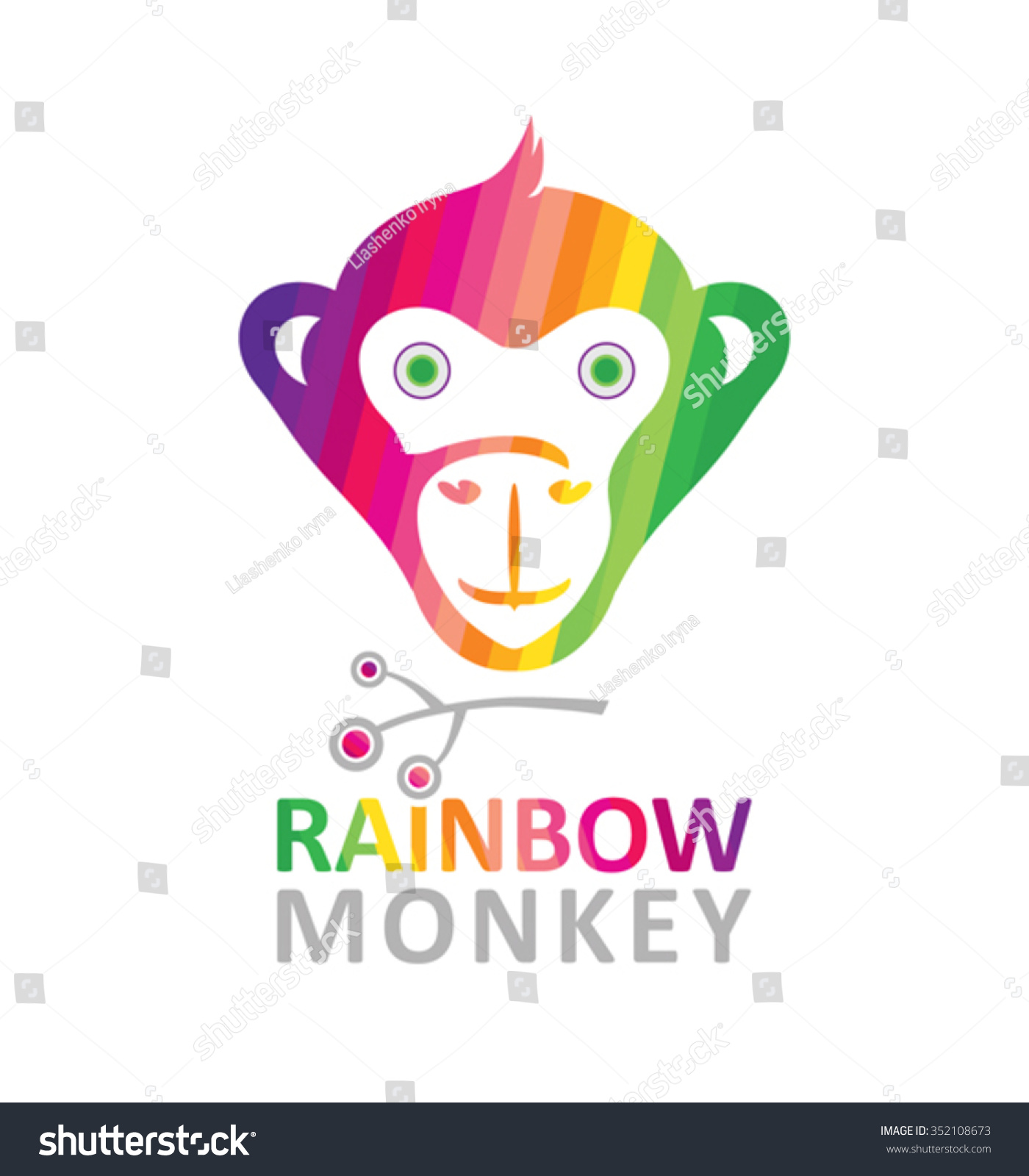 Rainbow Monkey Face Vector Illustration Bright Stock Vector (Royalty ...