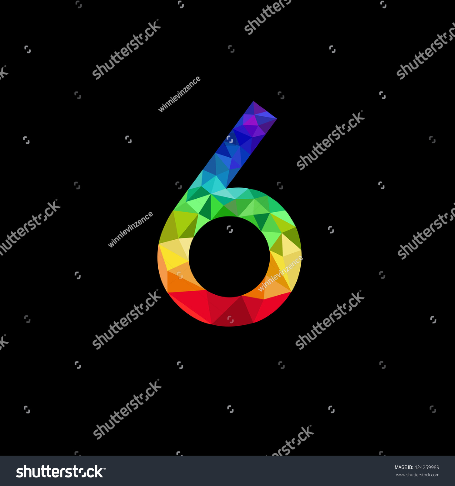 Rainbow Polygon Number Six Stock Vector (Royalty Free) 424259989