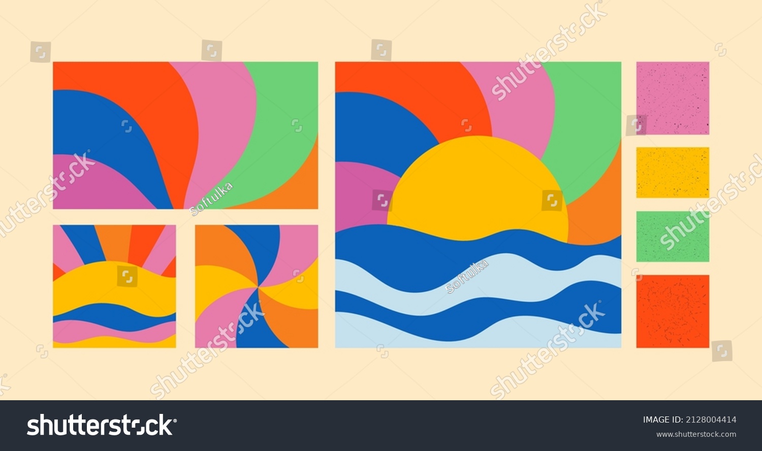 Rainbow Positive Hippy Backgrounds Grunge Textures Stock Vector ...