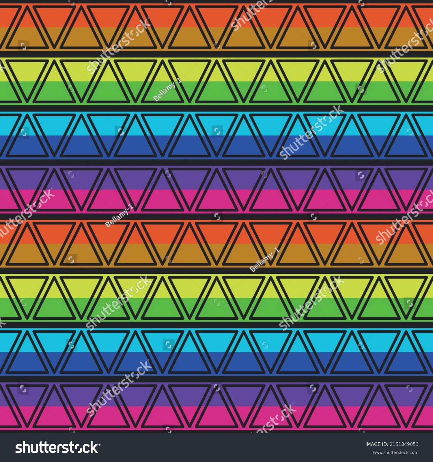 Rainbow Stripes Horizontal Position Simple Triangles Stock Vector ...