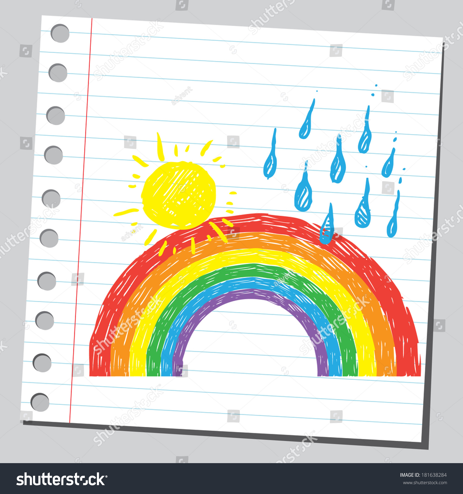 Rainbow Sun Rain Stock Vector (Royalty Free) 181638284 | Shutterstock