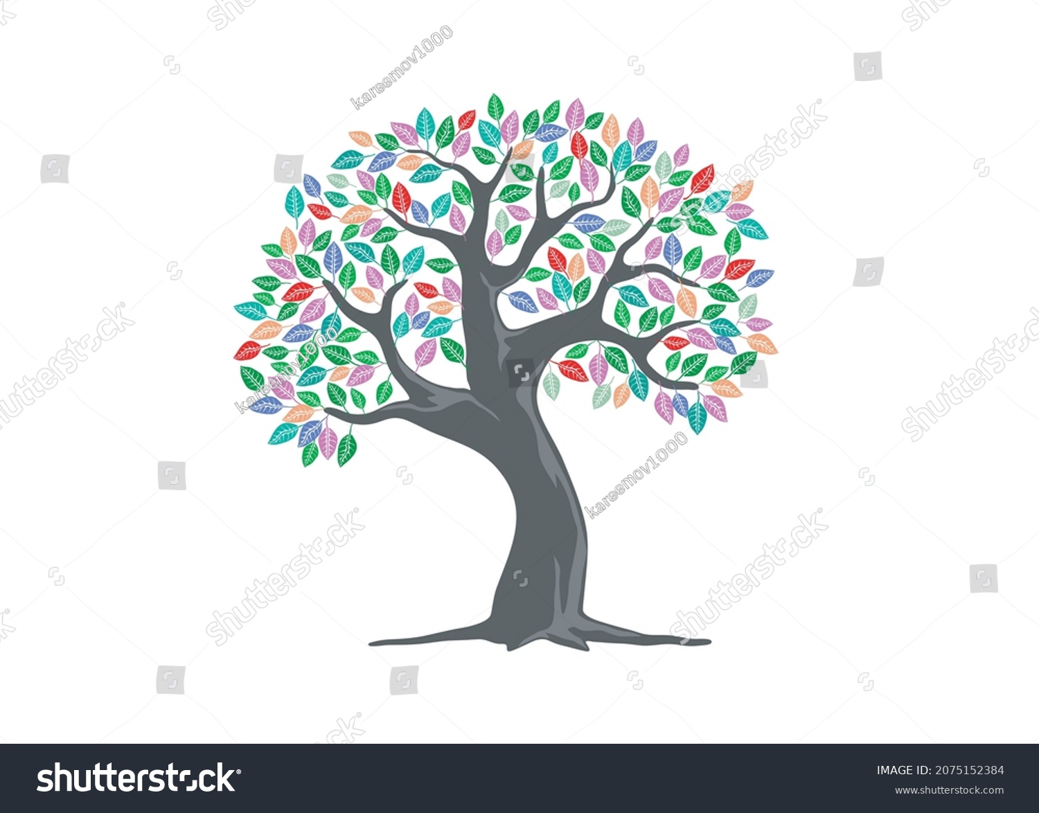 Rainbow Tree Vector Illustrations Beautiful Abstract Stock Vector ...