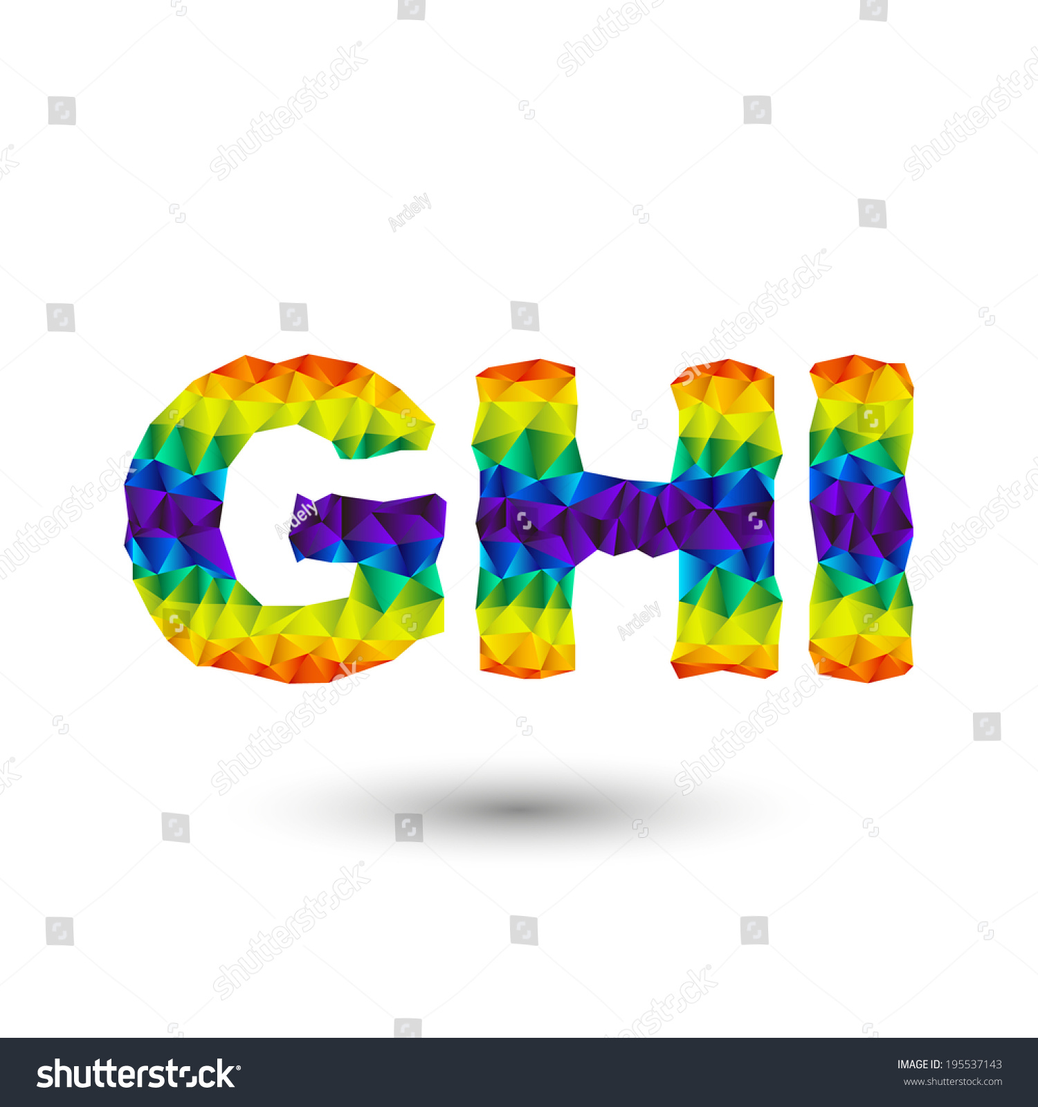 Rainbow Vector Alphabet Font Triangular Design: vector de stock (libre ...
