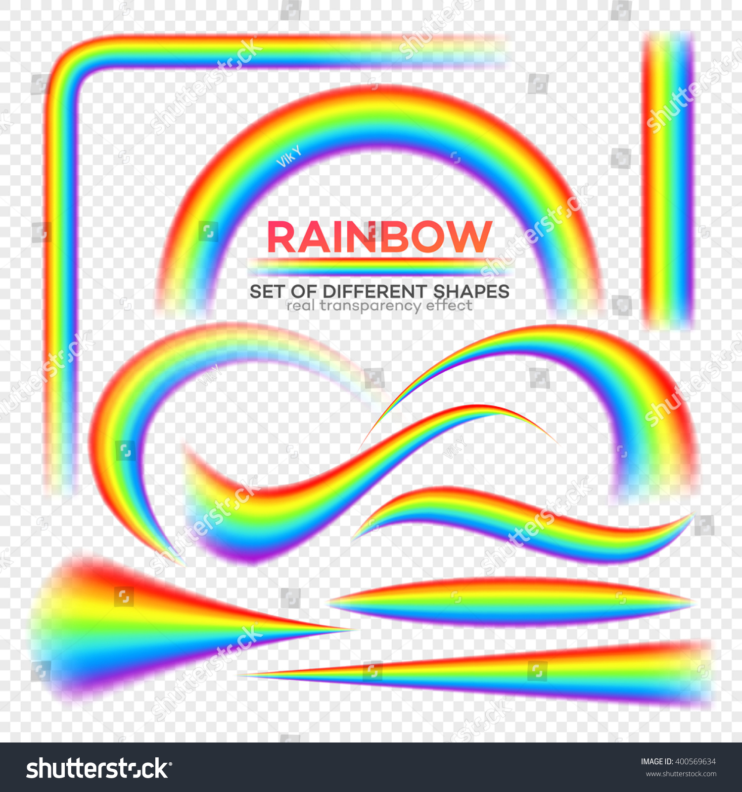 Rainbows Different Shape Set Real Rainbow Stock Vector (Royalty Free ...