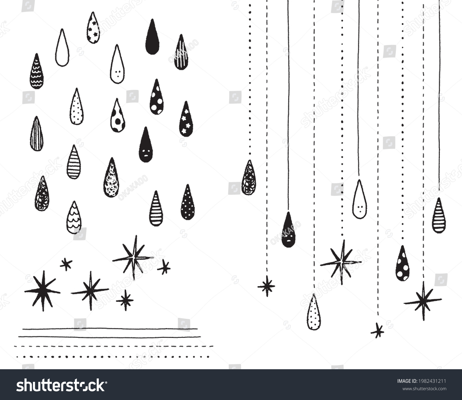 Raindrop Set Illustration Line Drawing Stock Vector (Royalty Free ...