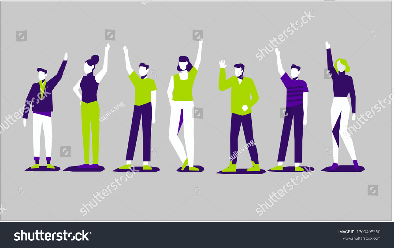 Raise Hand People Stock Vector (Royalty Free) 1300498360 | Shutterstock