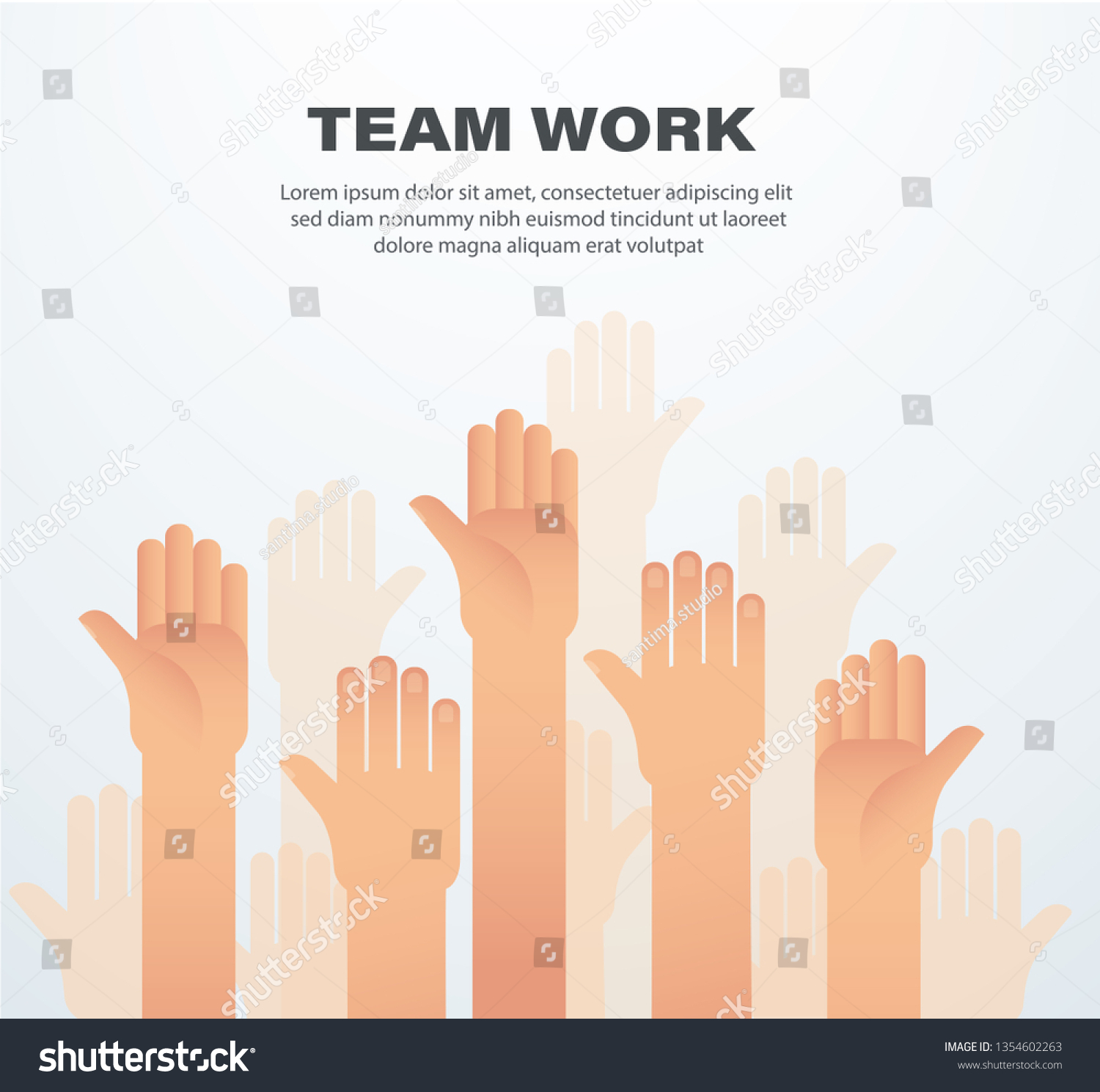 Raised Hands Team Work Concept Background Stock Vector (Royalty Free ...