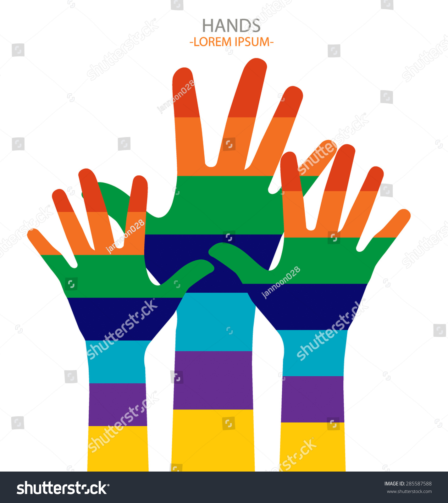 Raised Hands Vector Illustration Stock Vector (Royalty Free) 285587588 ...