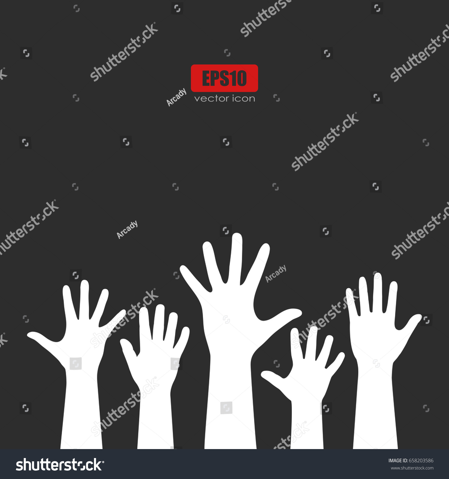 Raised Hands Vector Poster On Black Stock Vector (Royalty Free ...
