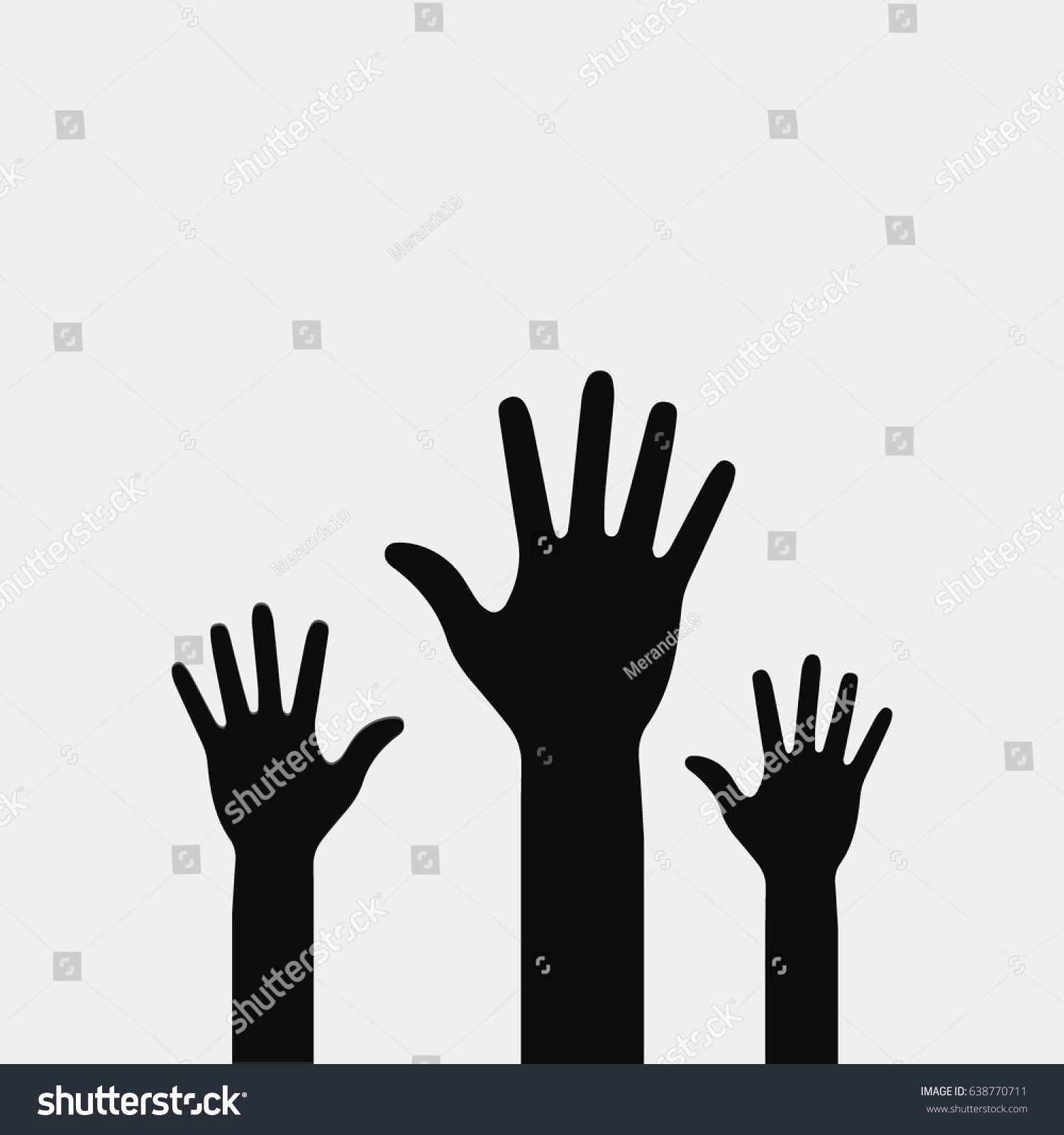 Raised Hands Vector Poster On White: เวกเตอร์สต็อก (ปลอดค่าลิขสิทธิ์ ...