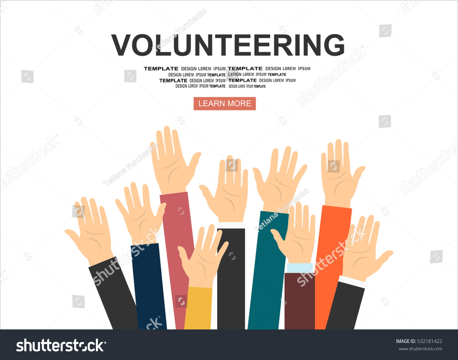 Raised Hands Volunteering Vector Concept Stock Vector (Royalty Free ...