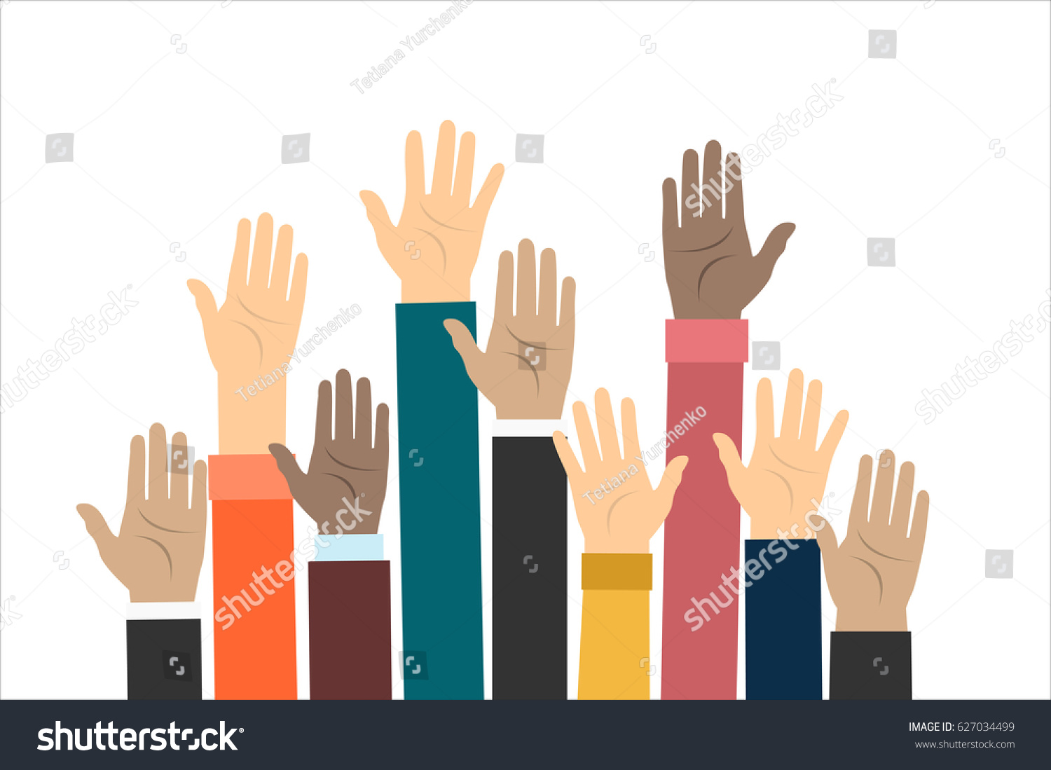 Manos levantadas voluntariado concepto vectorial: vector de stock ...