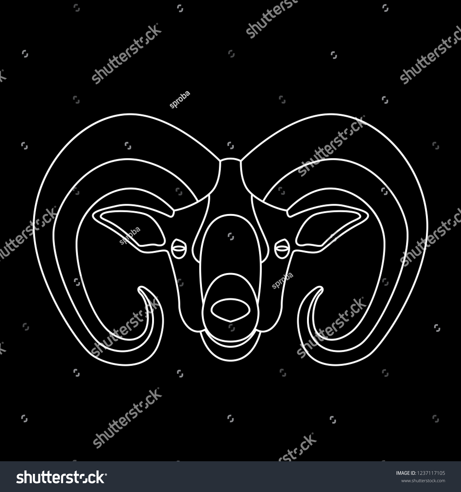 Ram Head Vector Illustration Lining Draw Stock Vector (Royalty Free ...