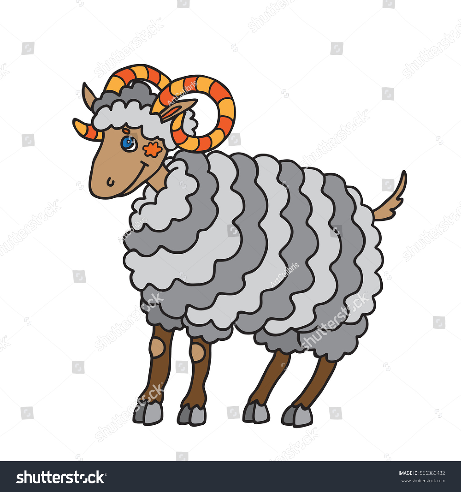 Ram Sheep Mutton Vector Cartoon Illustration 스톡 벡터(로열티 프리) 566383432 ...