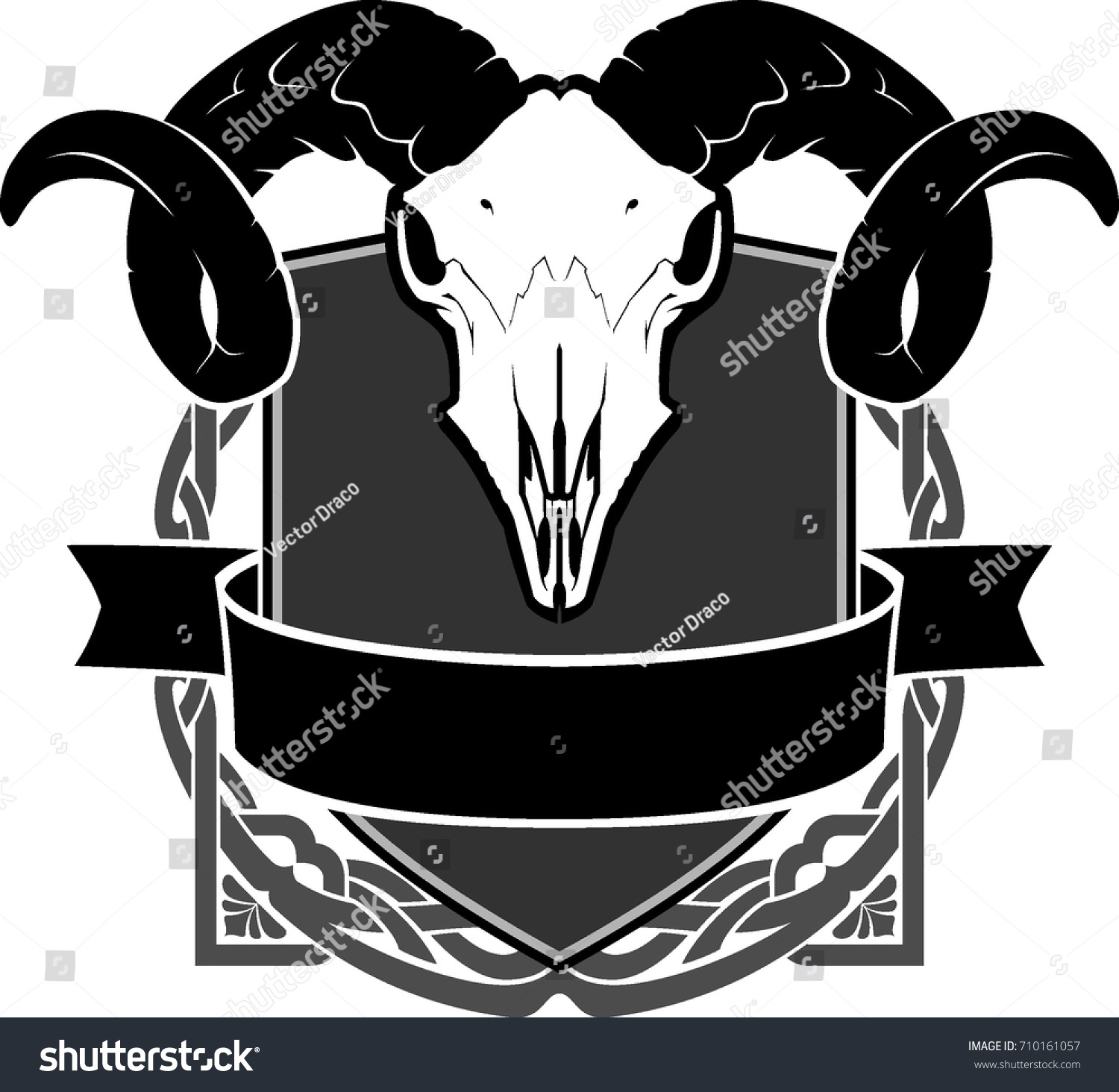 Ram Skull Shield Emblem Stock Vector (Royalty Free) 710161057