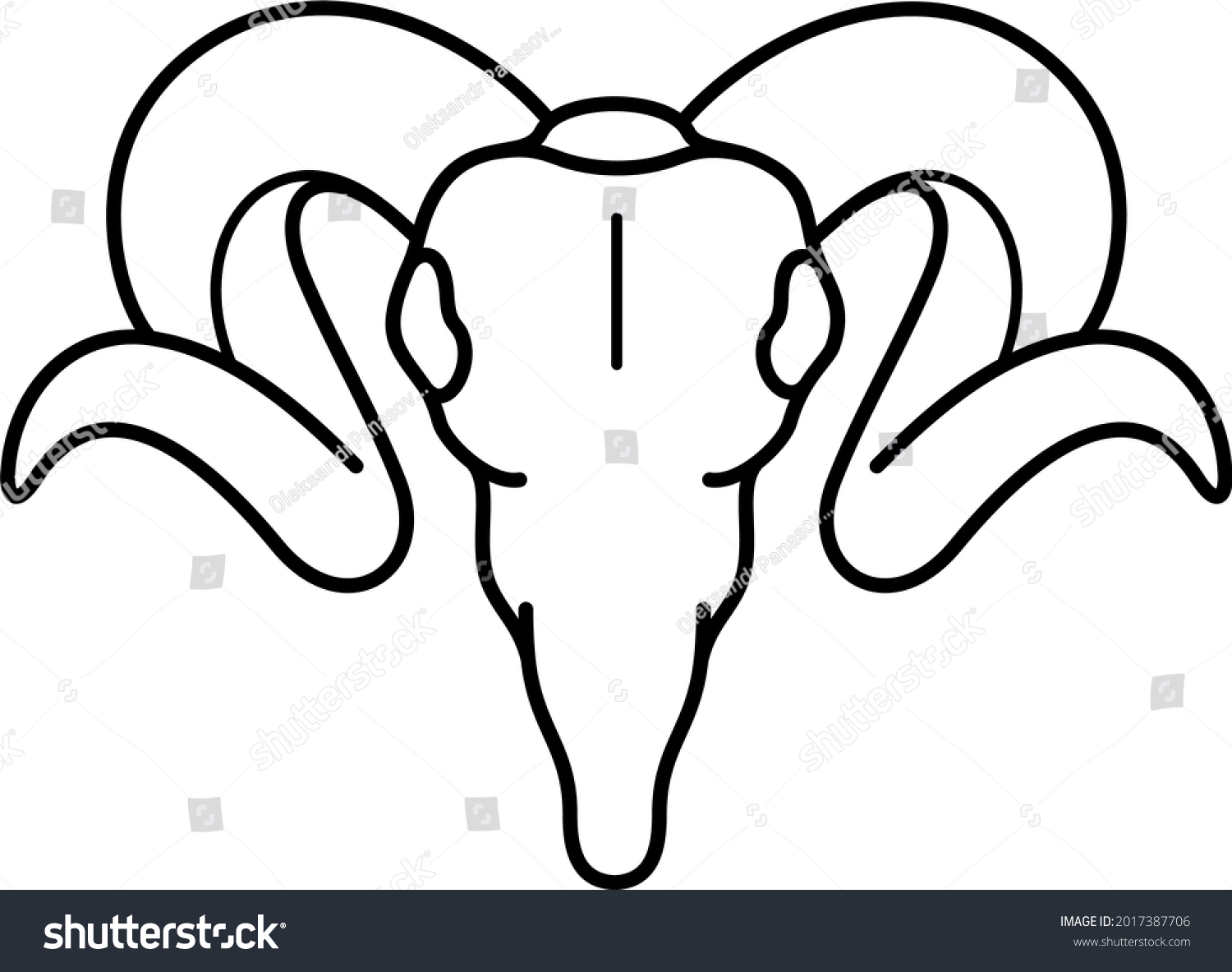 Ram Skull Vector Outline Illustration Stock Vector (Royalty Free ...