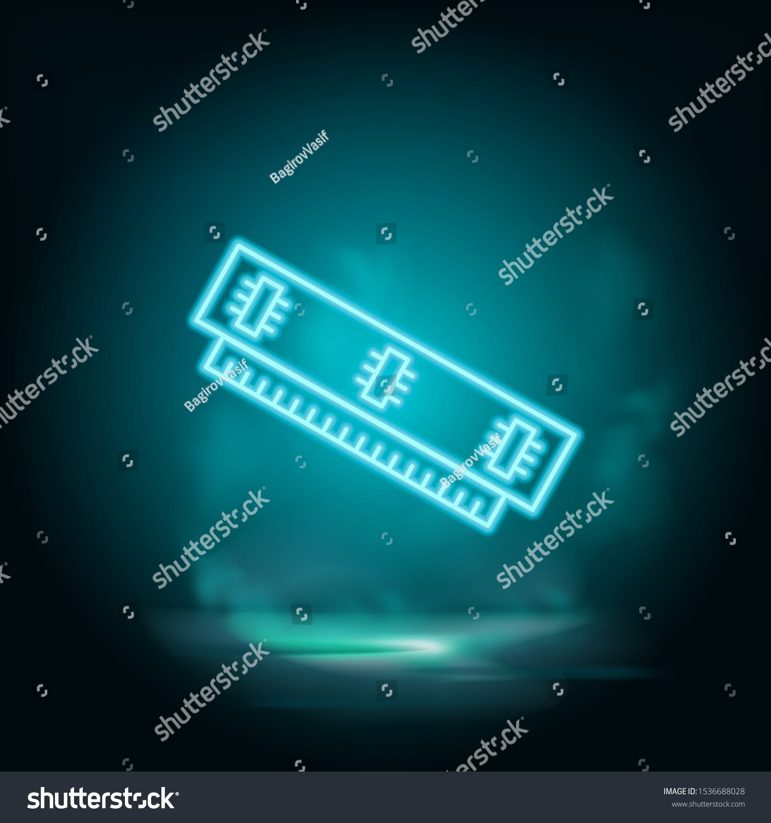 Ram Vector Blue Neon Icon Stock Vector (Royalty Free) 1536688028