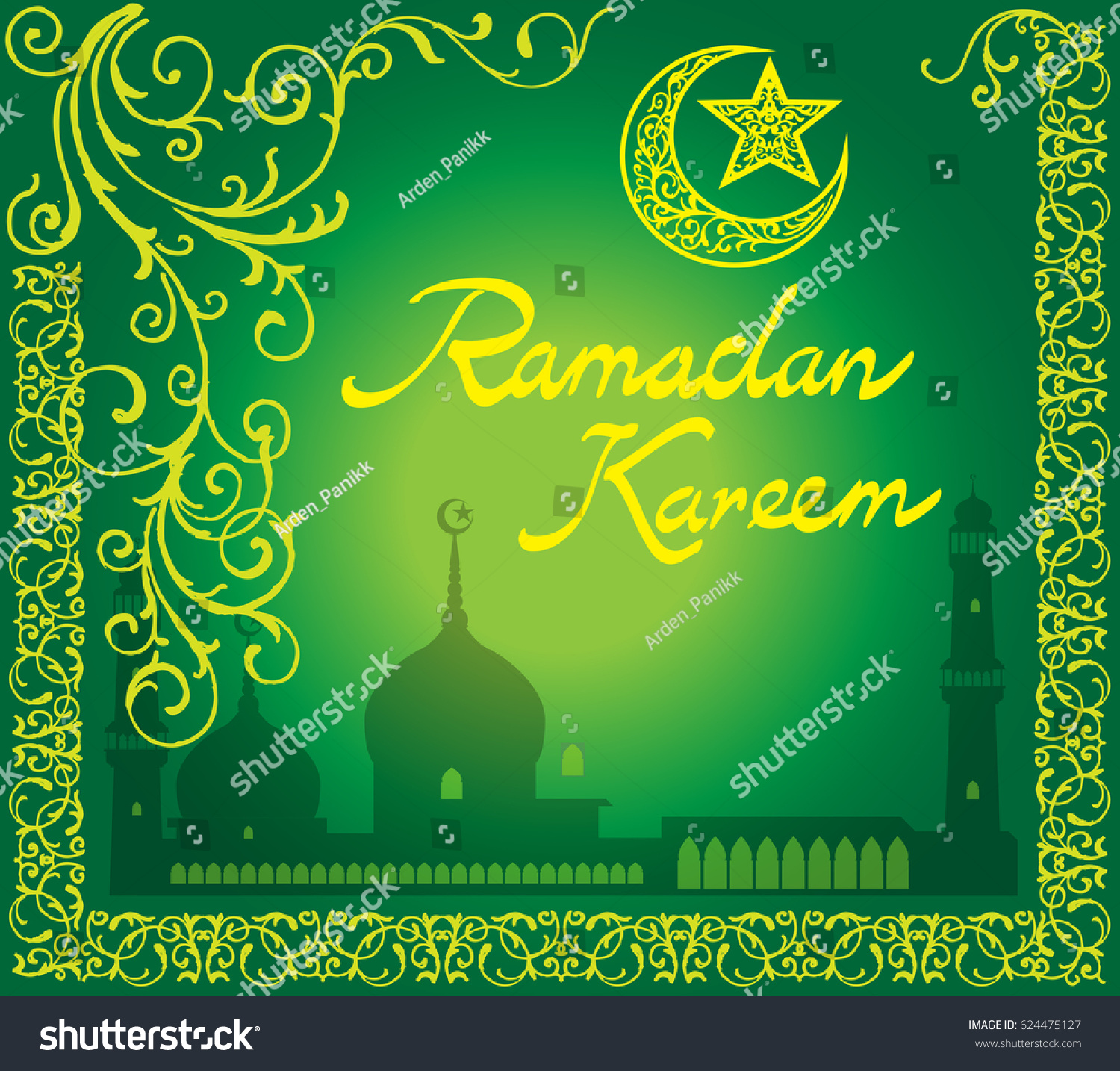 Ramadan Background Green Stock Vector (Royalty Free) 624475127