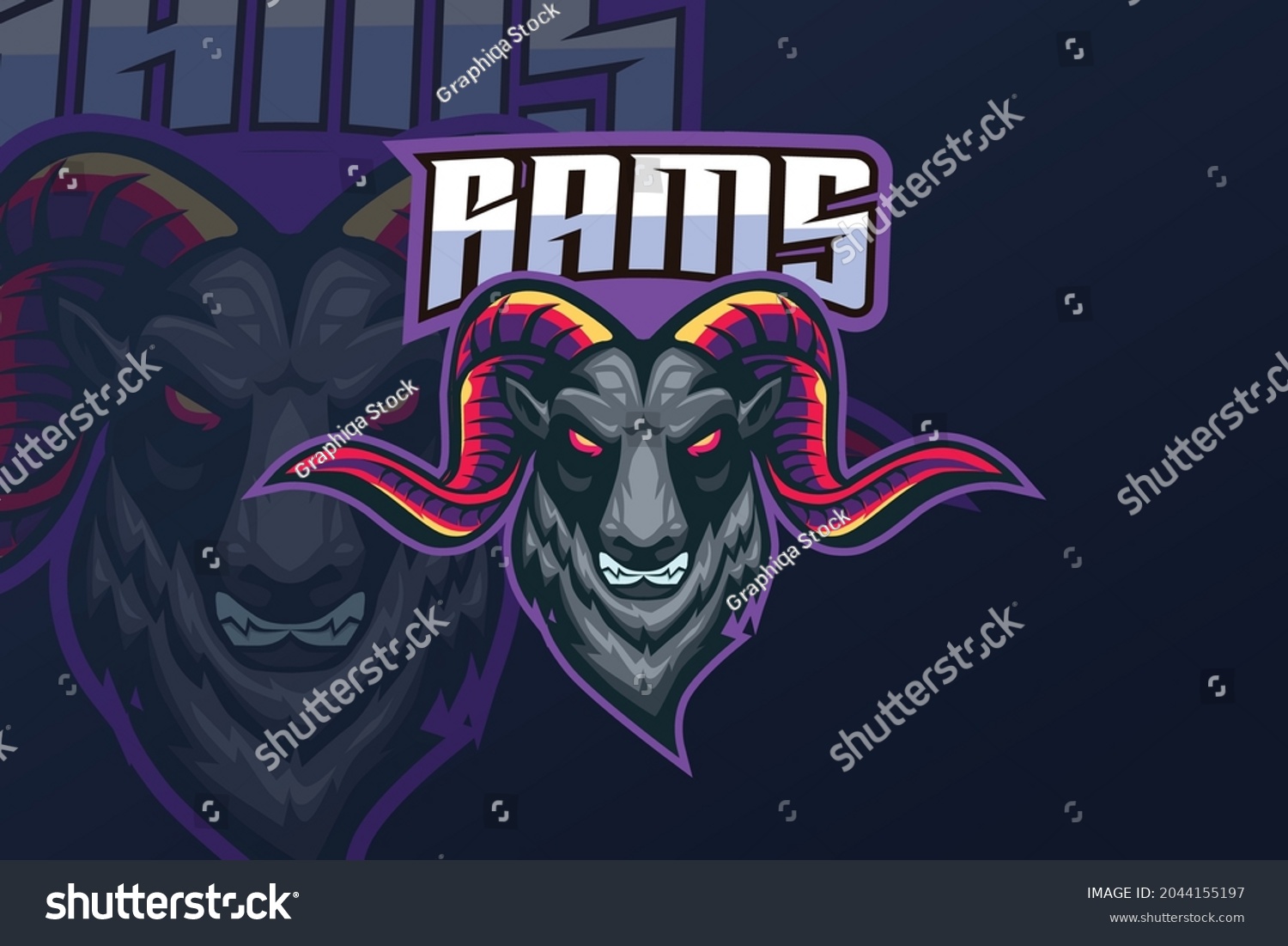 Rams Esport Logo Template Stock Vector (Royalty Free) 2044155197 ...