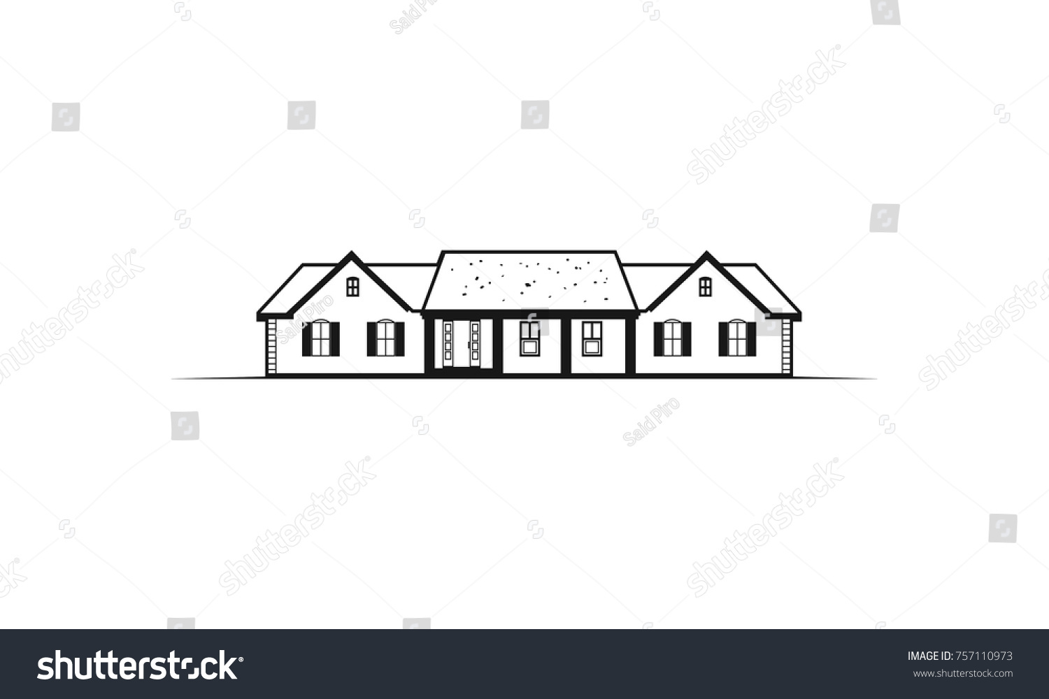Vektor Stok Ranch House Drawing Vector (Tanpa Royalti) 757110973 ...