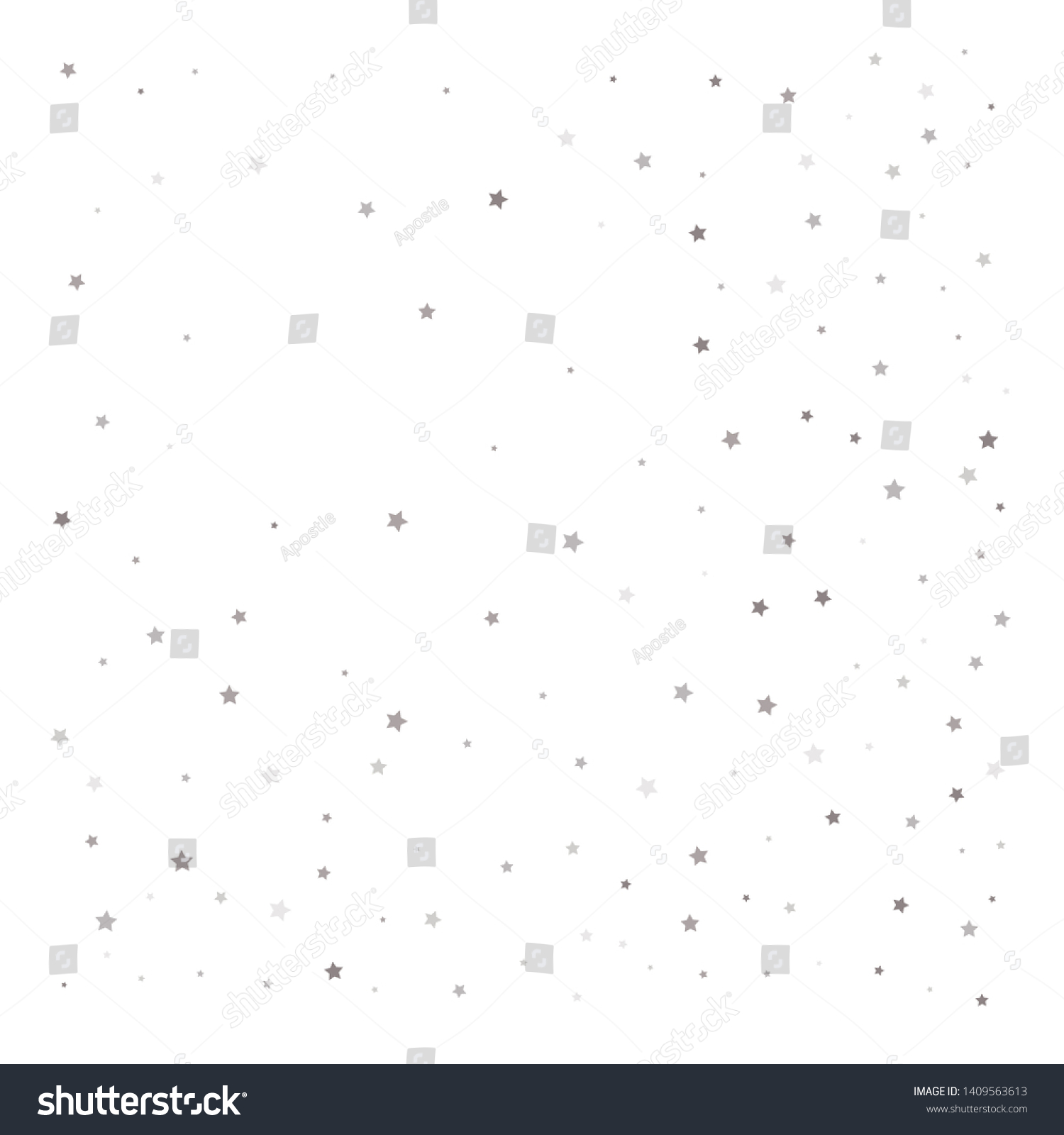 Random Falling Silver Stars On White Stock Vector Royalty Free