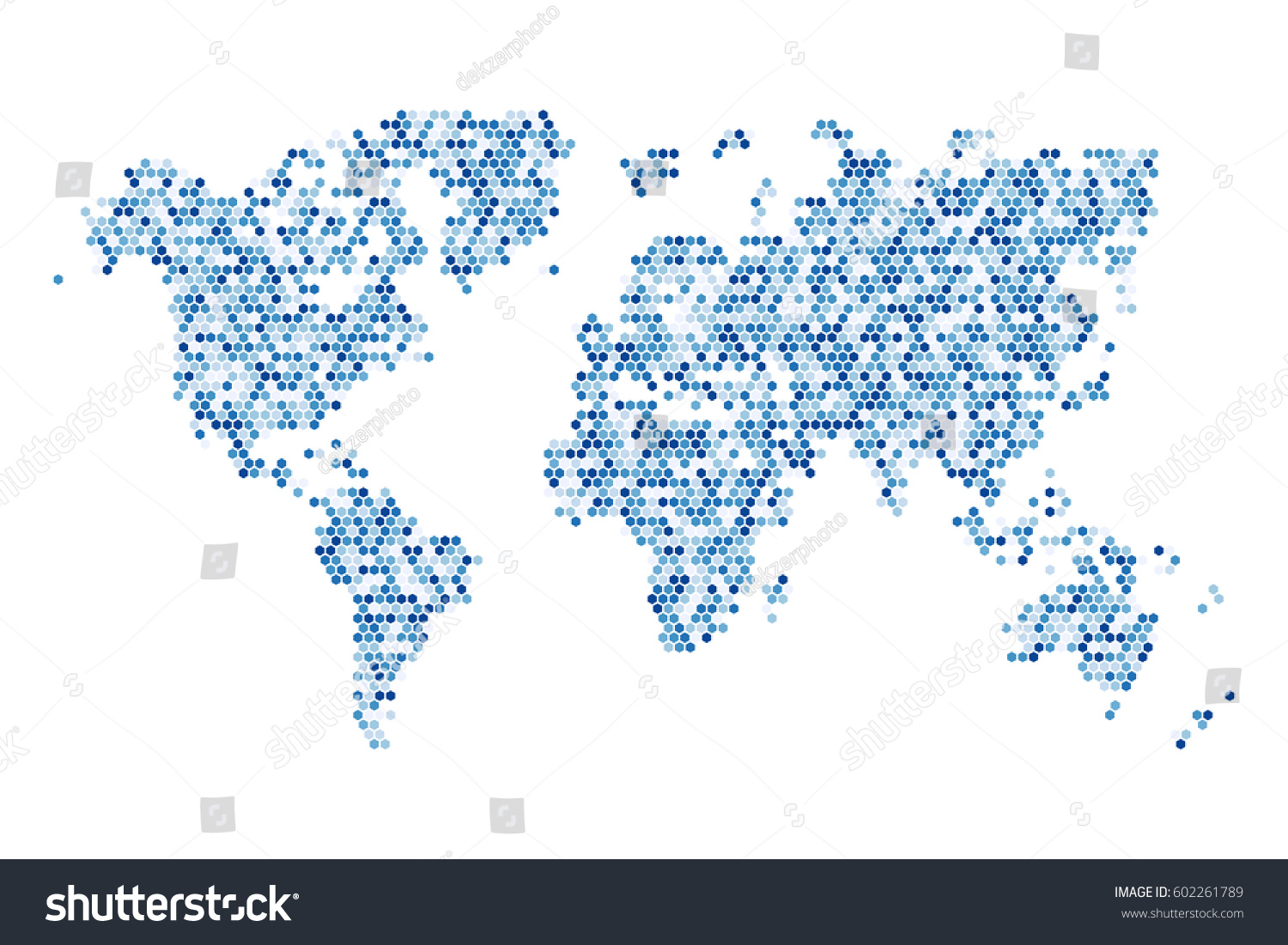 Random Hexagon World Map: Stock-Vektorgrafik (Lizenzfrei) 602261789 ...