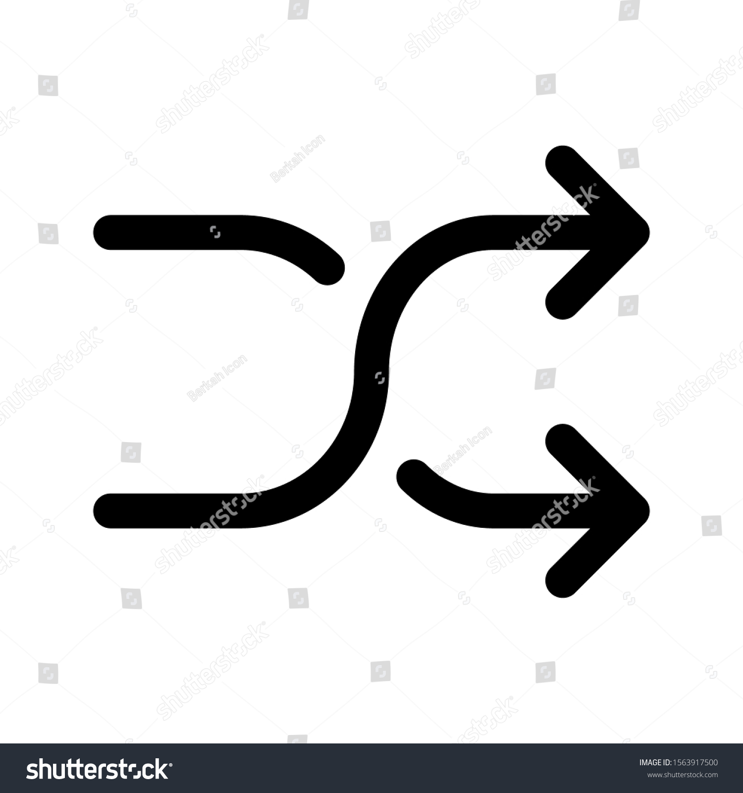 Random Playlist Button Icon Arrow Cross Stock Vector (Royalty Free ...