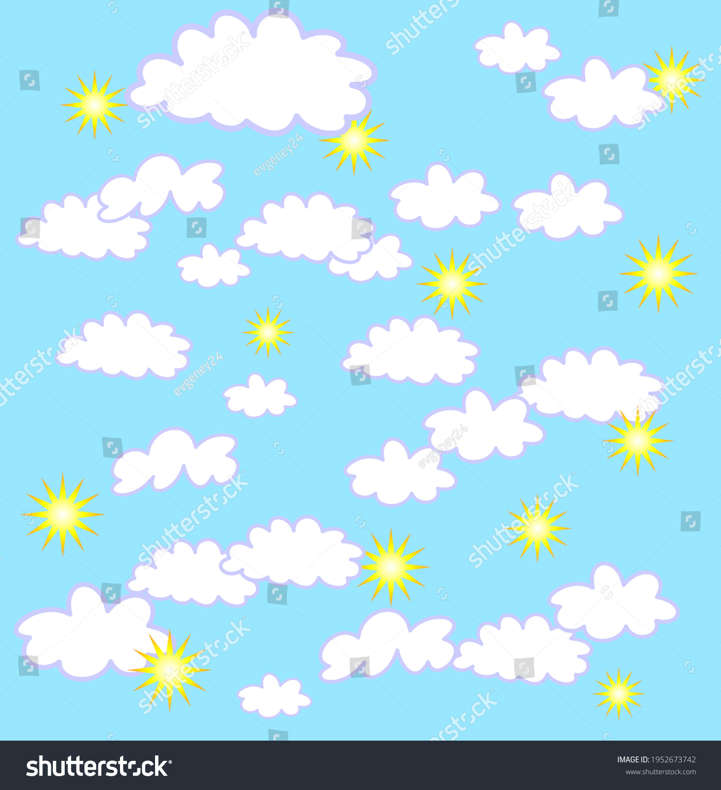 Random Seamless Pattern Suns Clouds On Stock Vector (Royalty Free ...