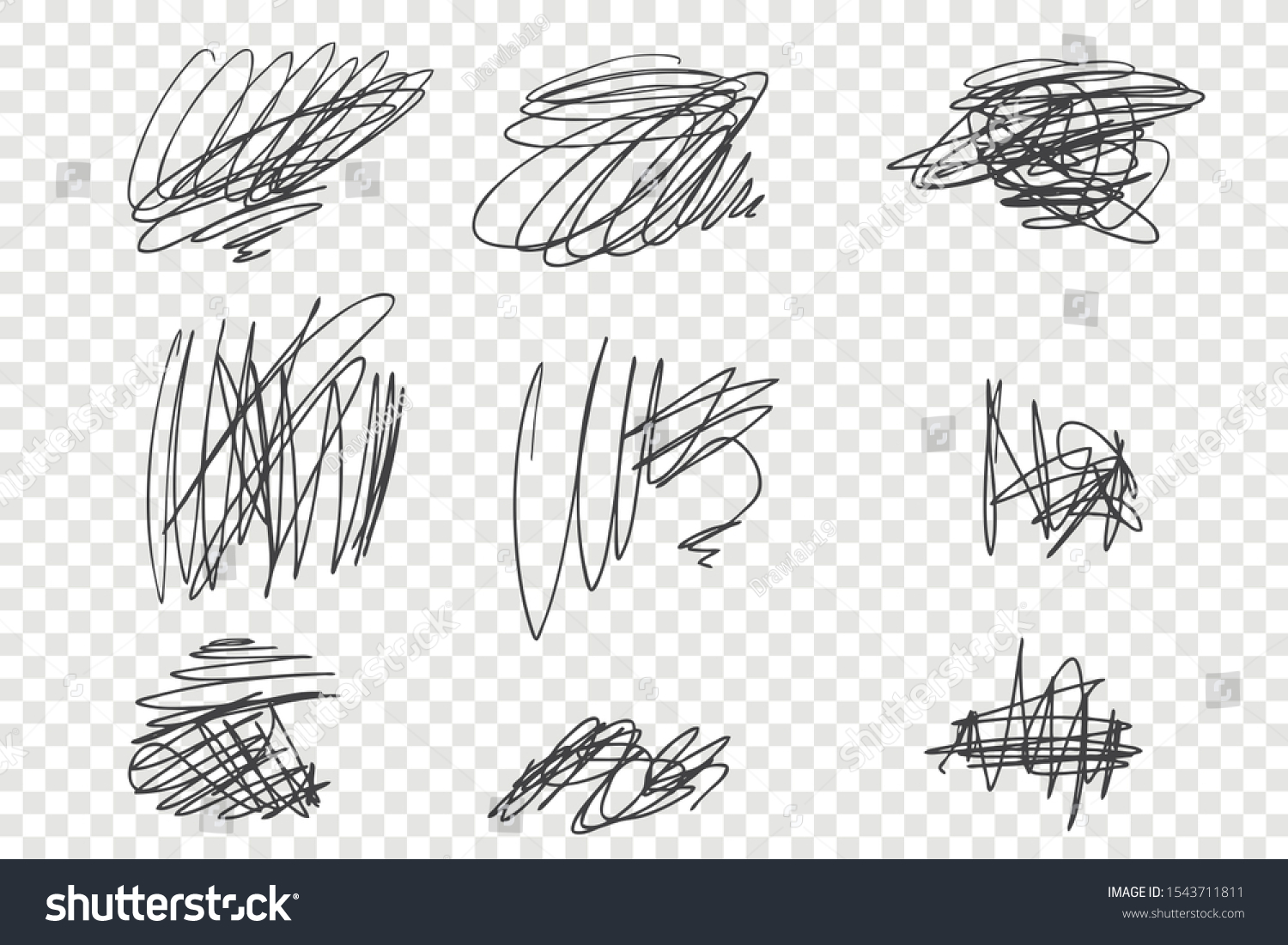 Random Undigested Scribbles Vector Illustrations Set Stock Vector ...