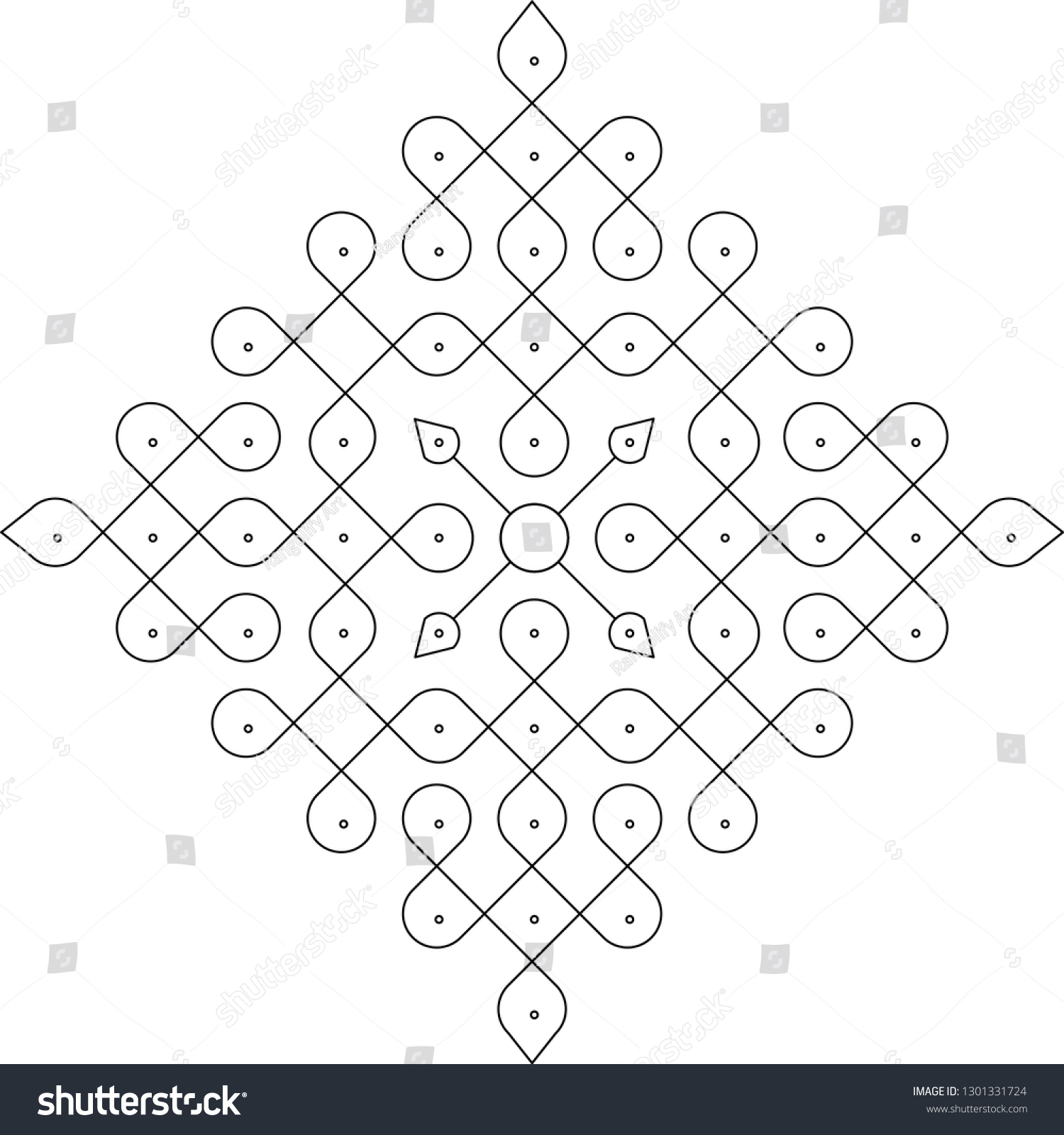 Rangoli Line Art Stock Vector (Royalty Free) 1301331724