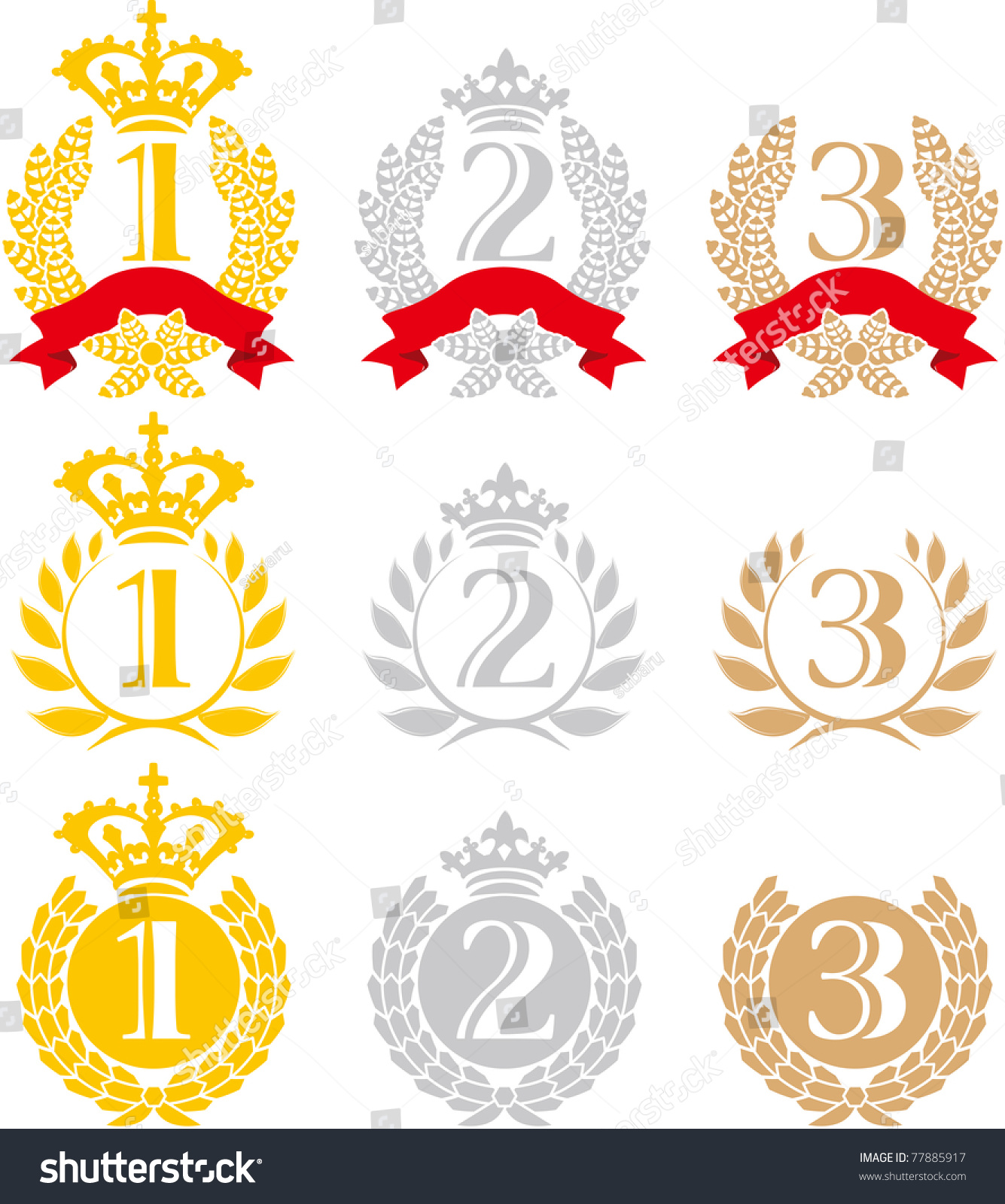 Ranking Medal Set Stock Vector 77885917 - Shutterstock