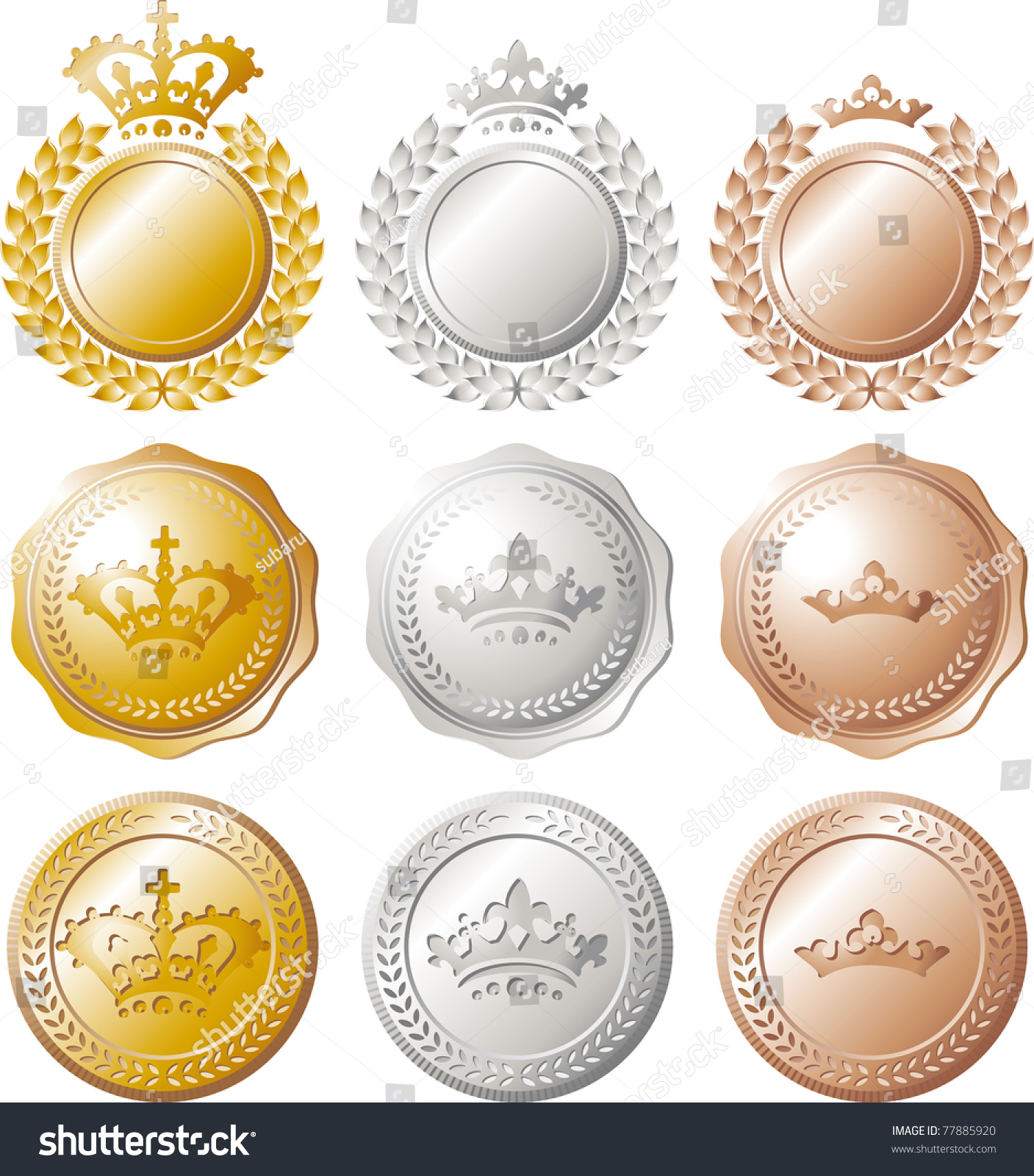 Ranking Medal Set Stock Vector (Royalty Free) 77885920