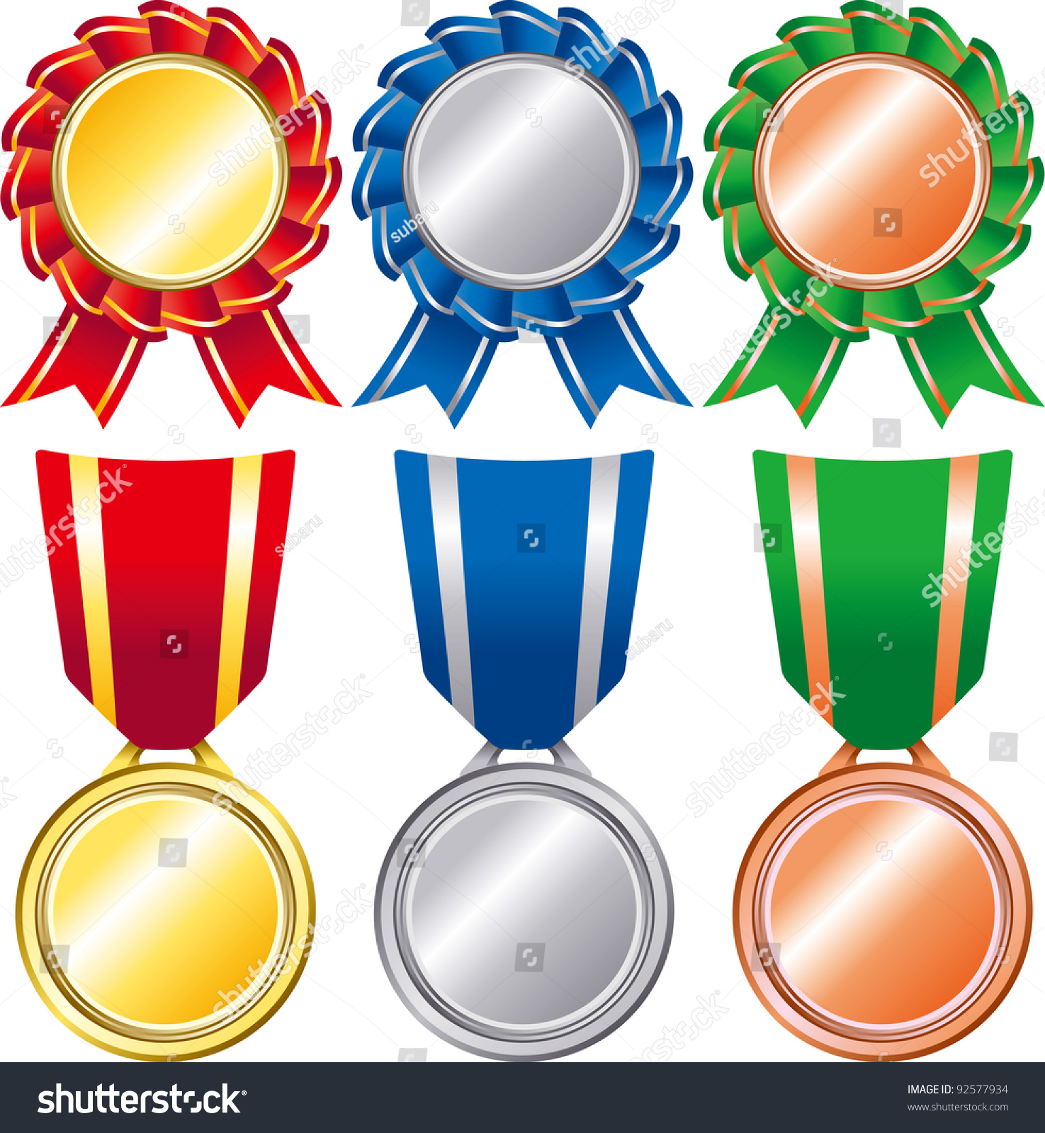 Ranking Medal Set Stock Vector 92577934 - Shutterstock