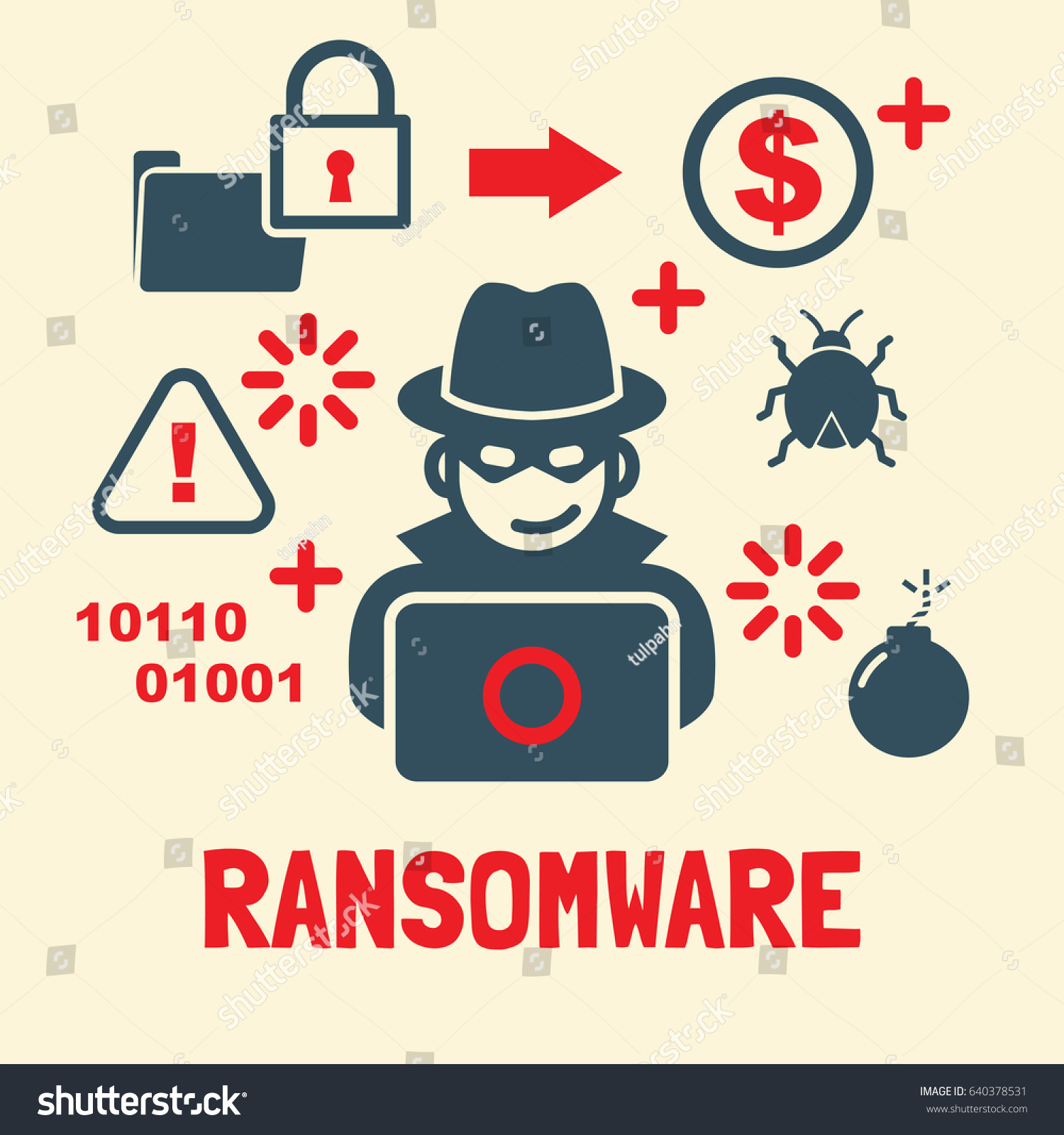 Ransomeware Attack Hacker Ransomware Malware Computer Stock Vector ...
