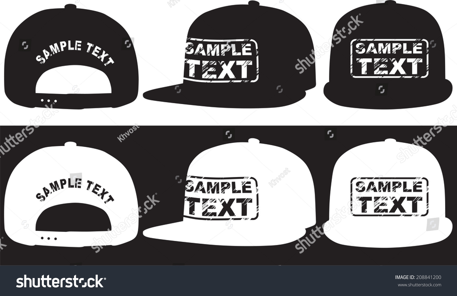 Rap Cap Front Back Side View: vector de stock (libre de regalías ...
