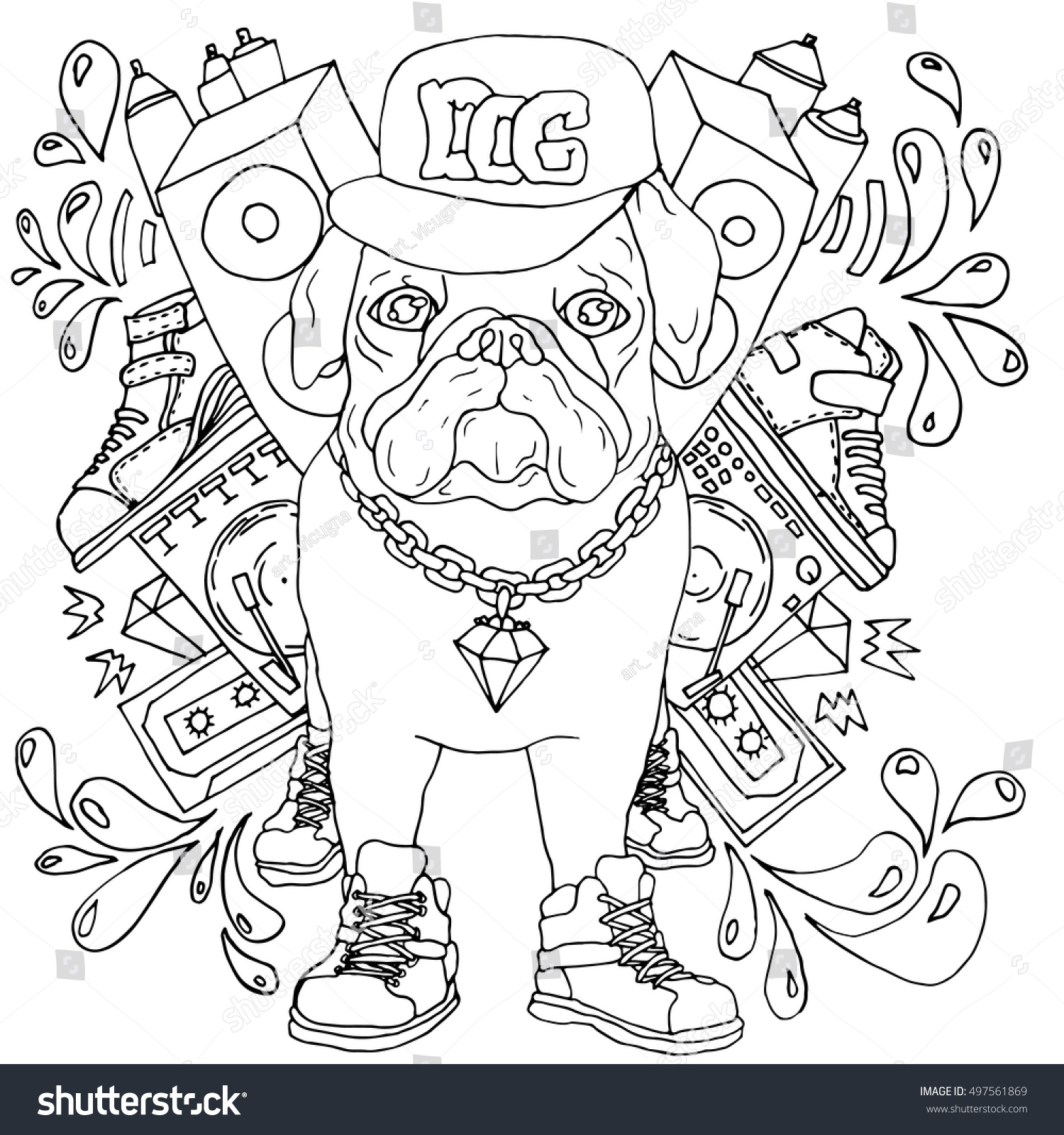 Rap Dog Coloring Stock Vector (Royalty Free) 497561869 | Shutterstock