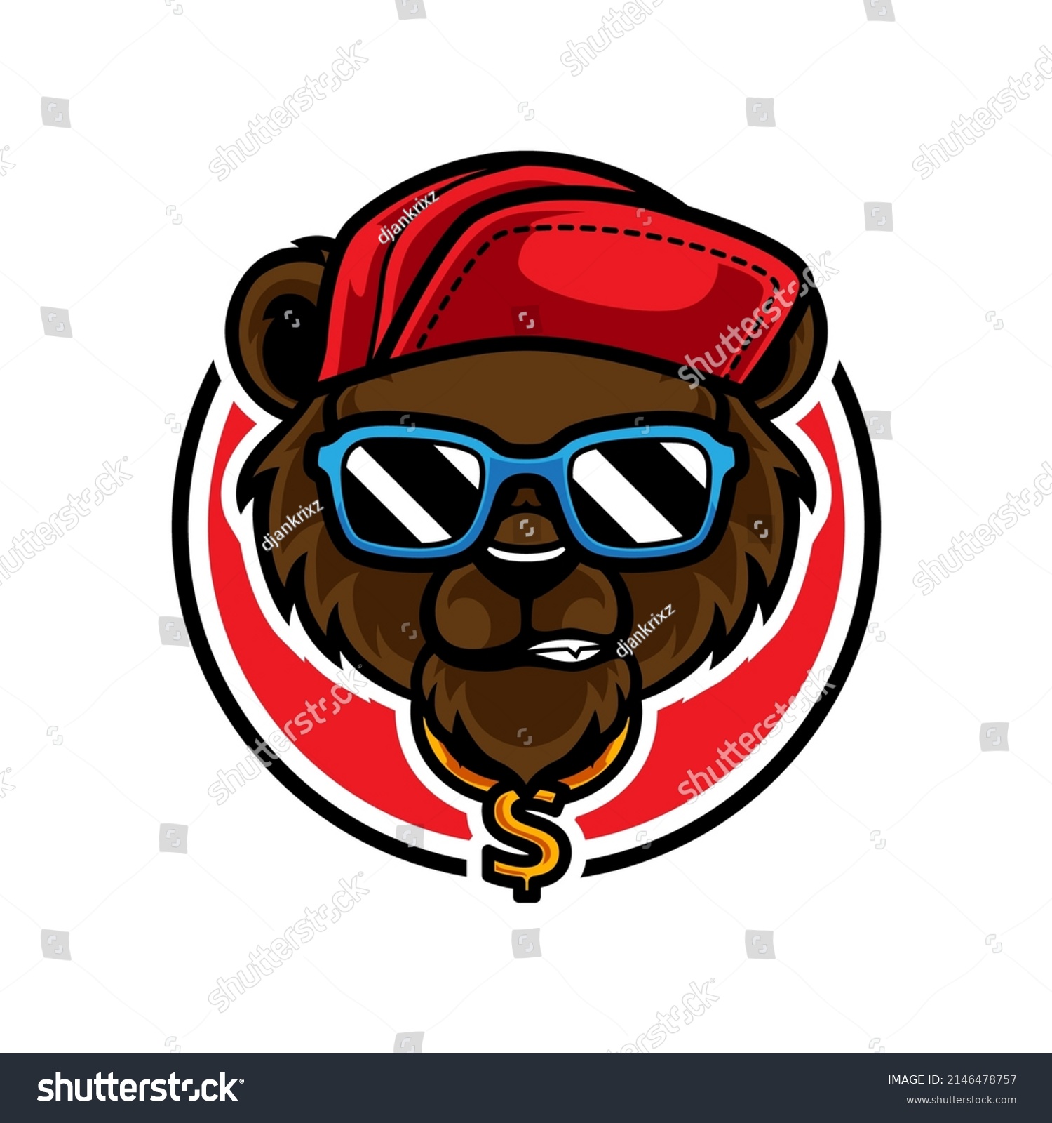 Rapper Bear Head Mascot Logo Stock Vector (Royalty Free) 2146478757 ...