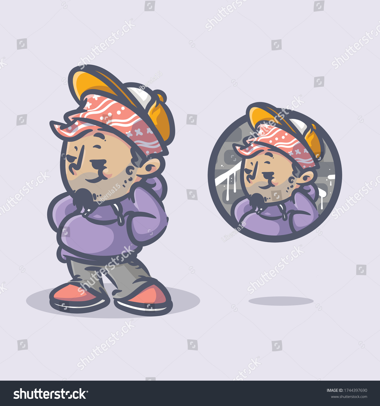 Vektor Stok Rapper Character Illustration File Vector Editable (Tanpa ...