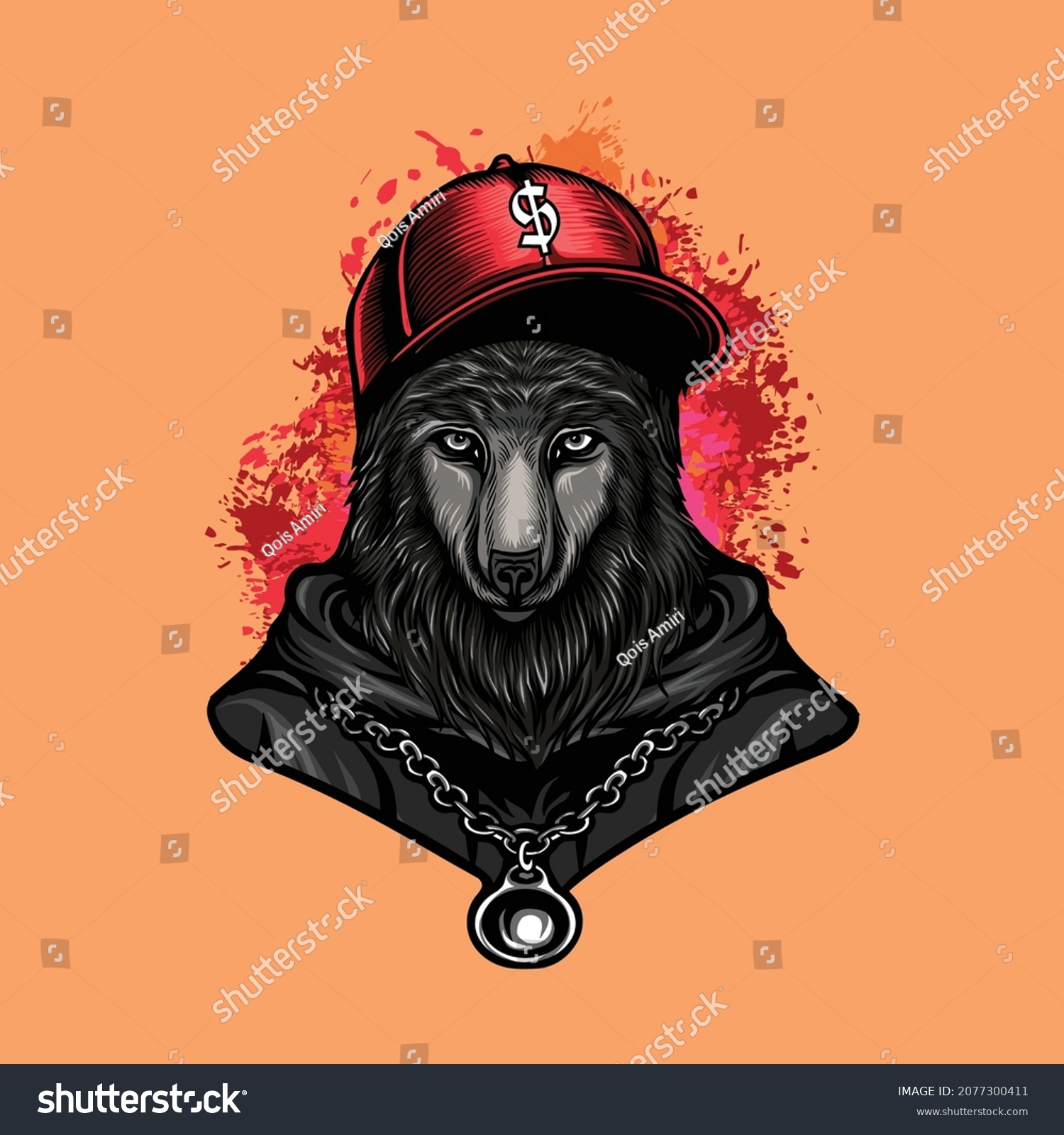 Rapper Wolf Illustration Vector Based Editable Stock Vector (Royalty ...