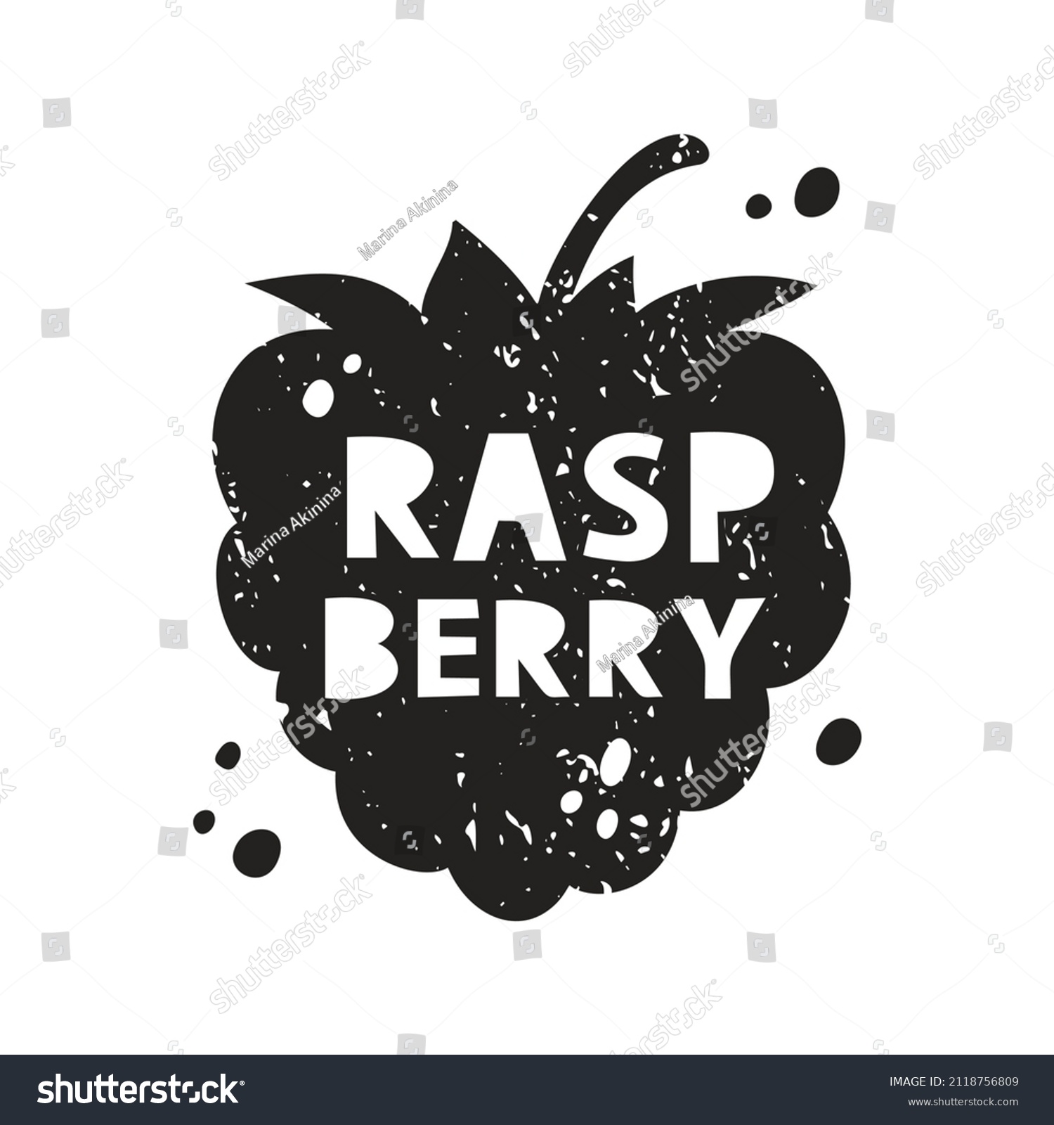 Raspberry Grunge Sticker Black Texture Silhouette Stock Vector Royalty Free 2118756809