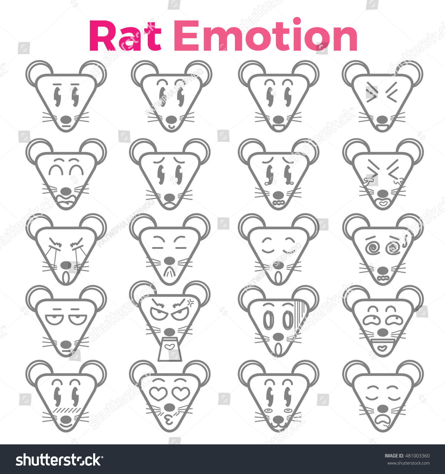 Rat Emotion Stock Vector Illustration 481003360 : Shutterstock