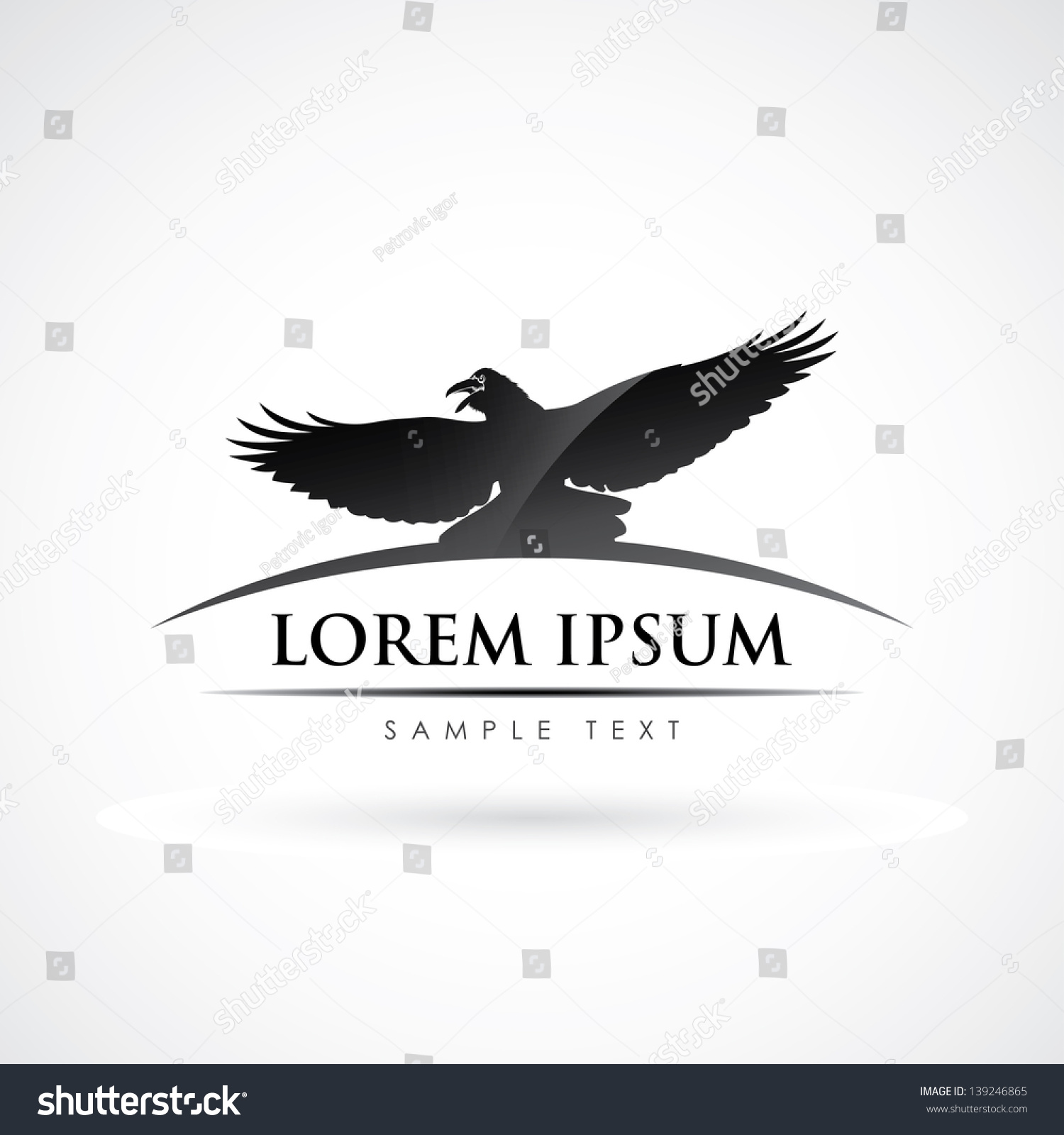 Raven Bird Label Vector Illustration: vector de stock (libre de ...