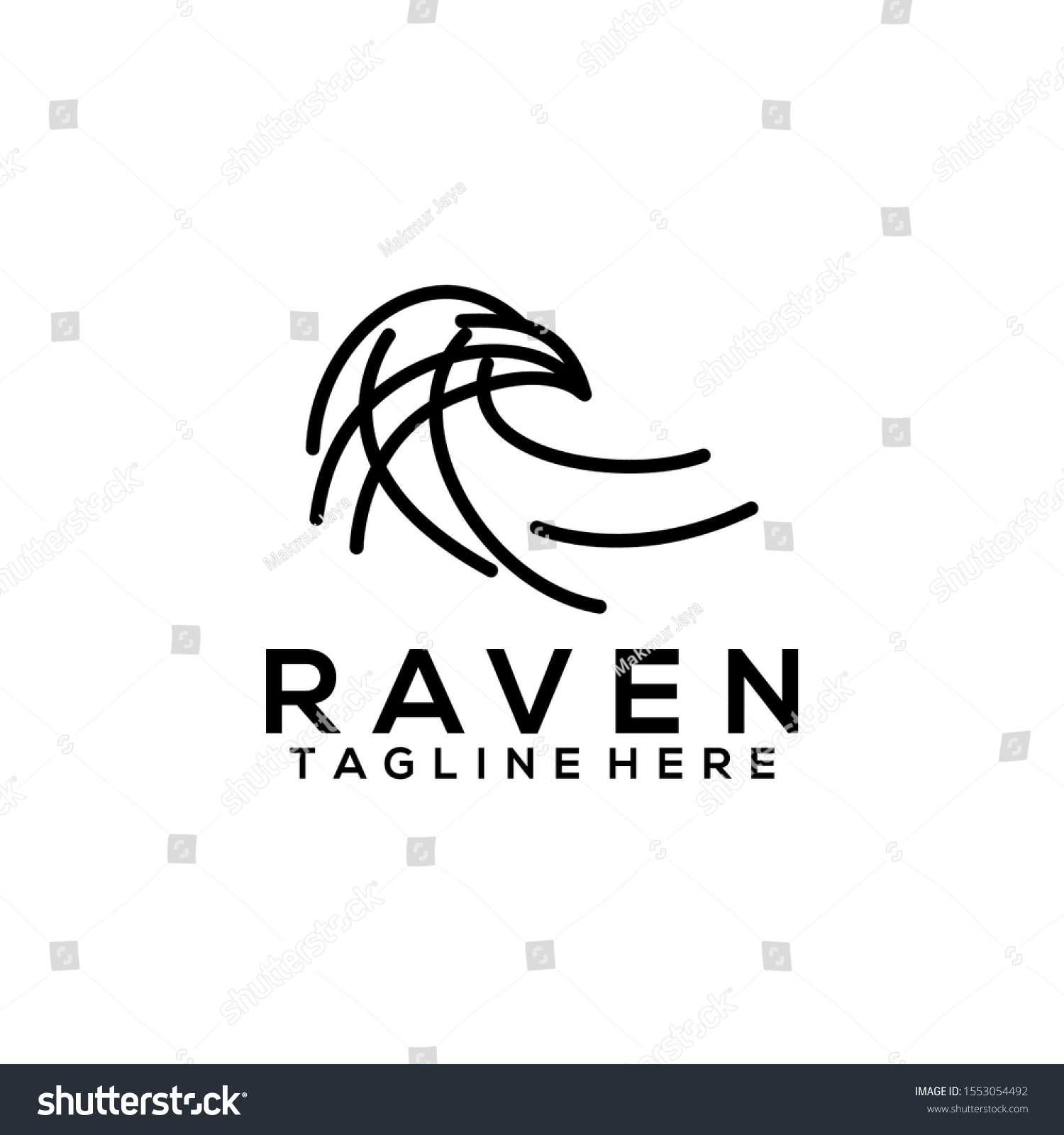 Raven Bird Logo Template Vector: vector de stock (libre de regalías ...