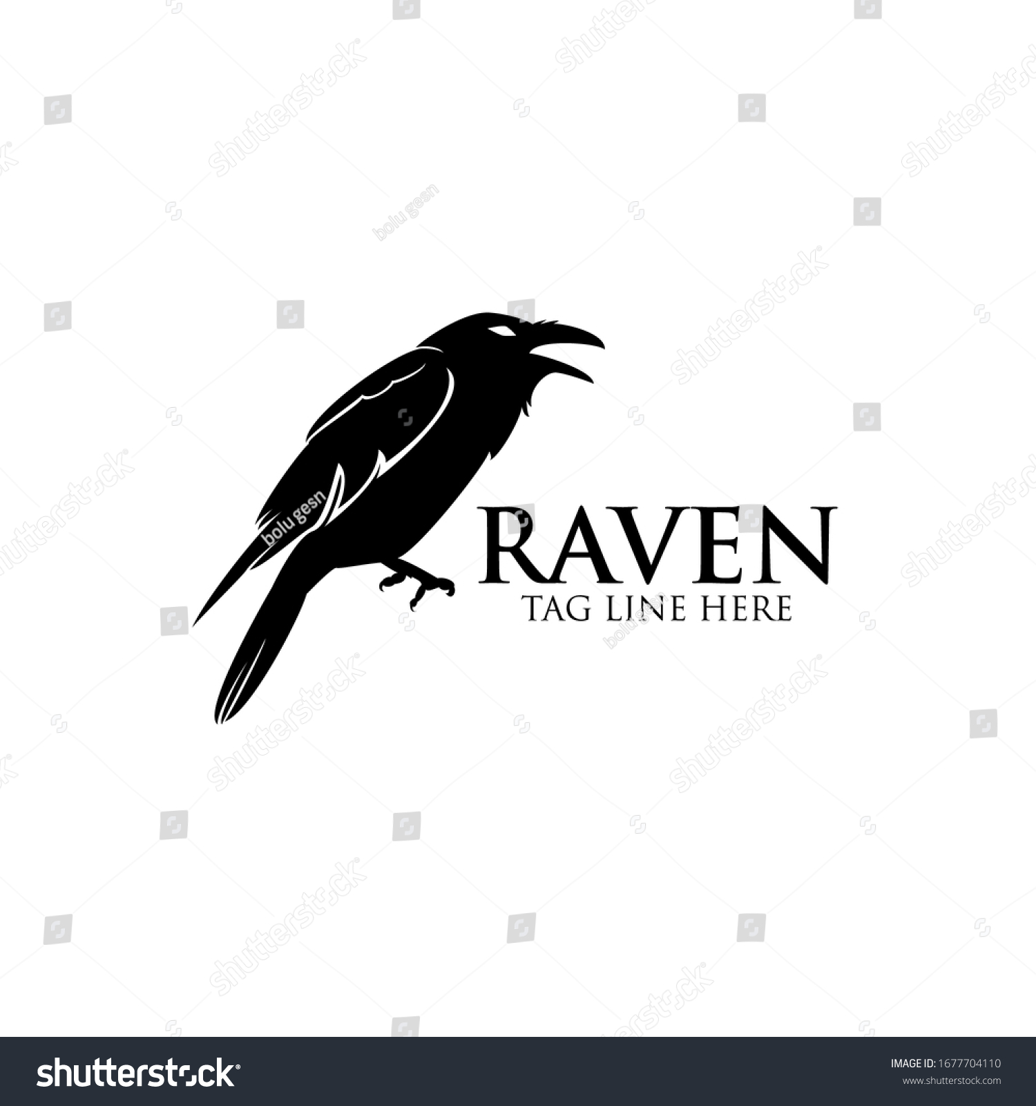 Raven Logo Icon Vector Design Template Stock Vector (Royalty Free ...