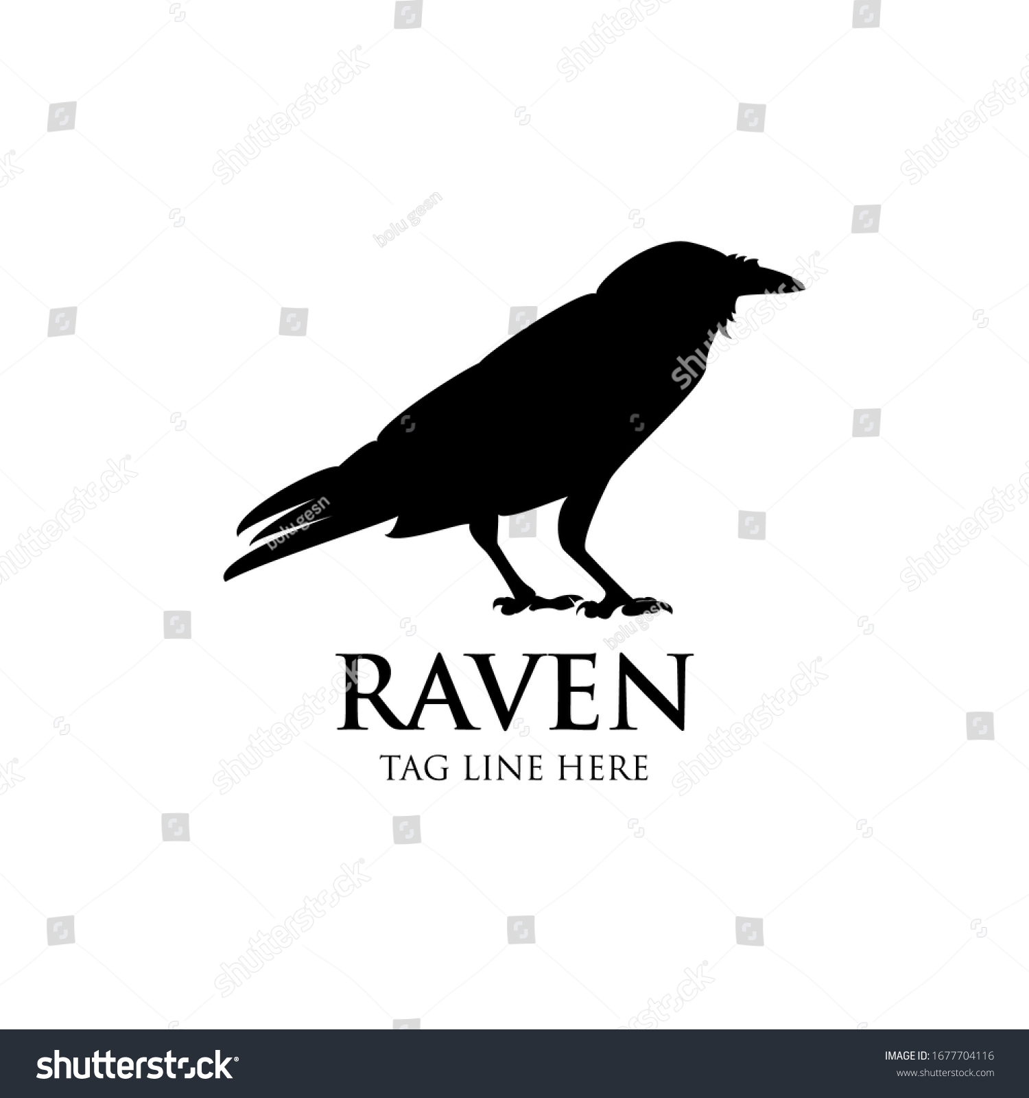 Raven Logo Icon Vector Design Template Stock Vector (Royalty Free ...