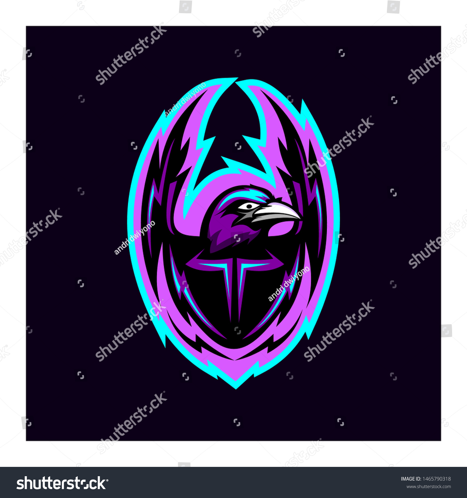 Raven Mascot Initial Logo Concept Stock Vector (Royalty Free) 1465790318