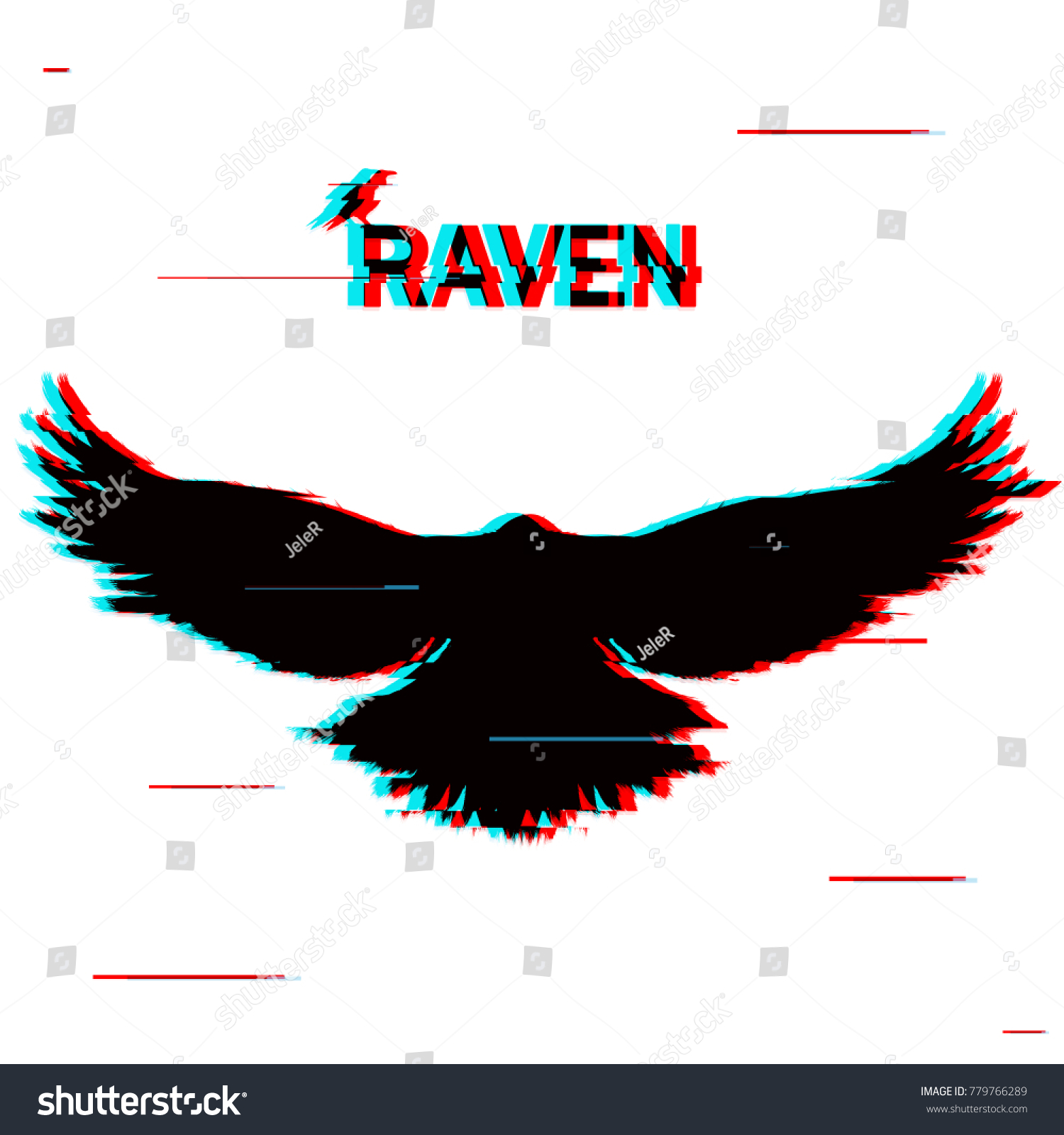 Raven Vector Illustration Glitch Effect: vector de stock (libre de ...