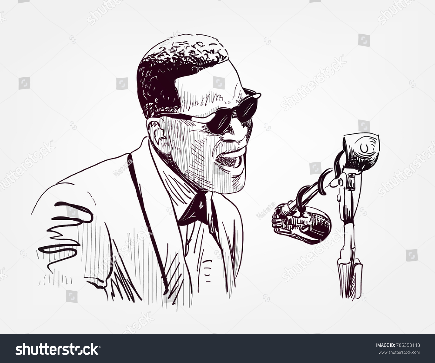 Ray Charles Vector Sketch Illustration Stock Vector (Royalty Free ...